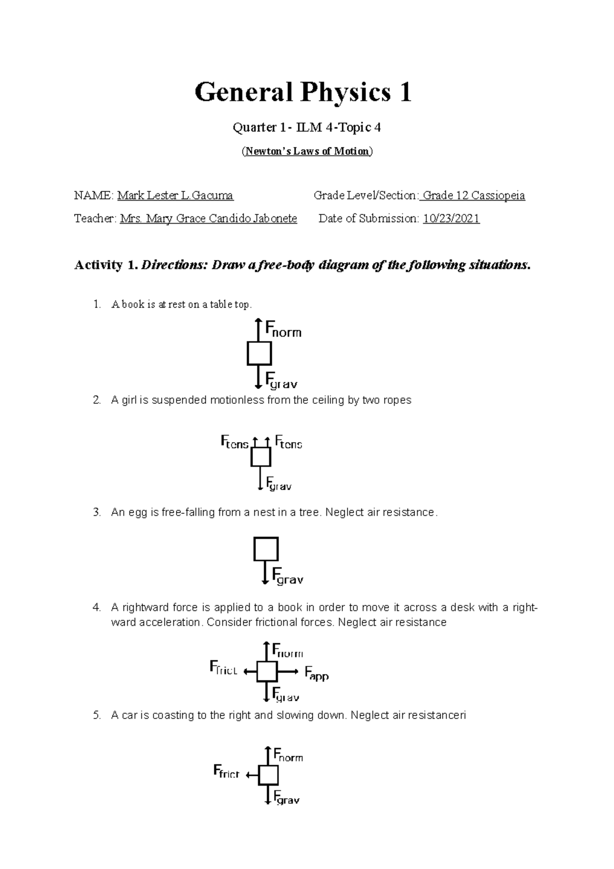 GEN. Physics 1 Official Note for Quiz - Science Technology Engineering ...