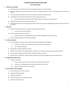 Apush Chapter 4 Topic Outline - The American Pageant Chapter 4 Topic ...