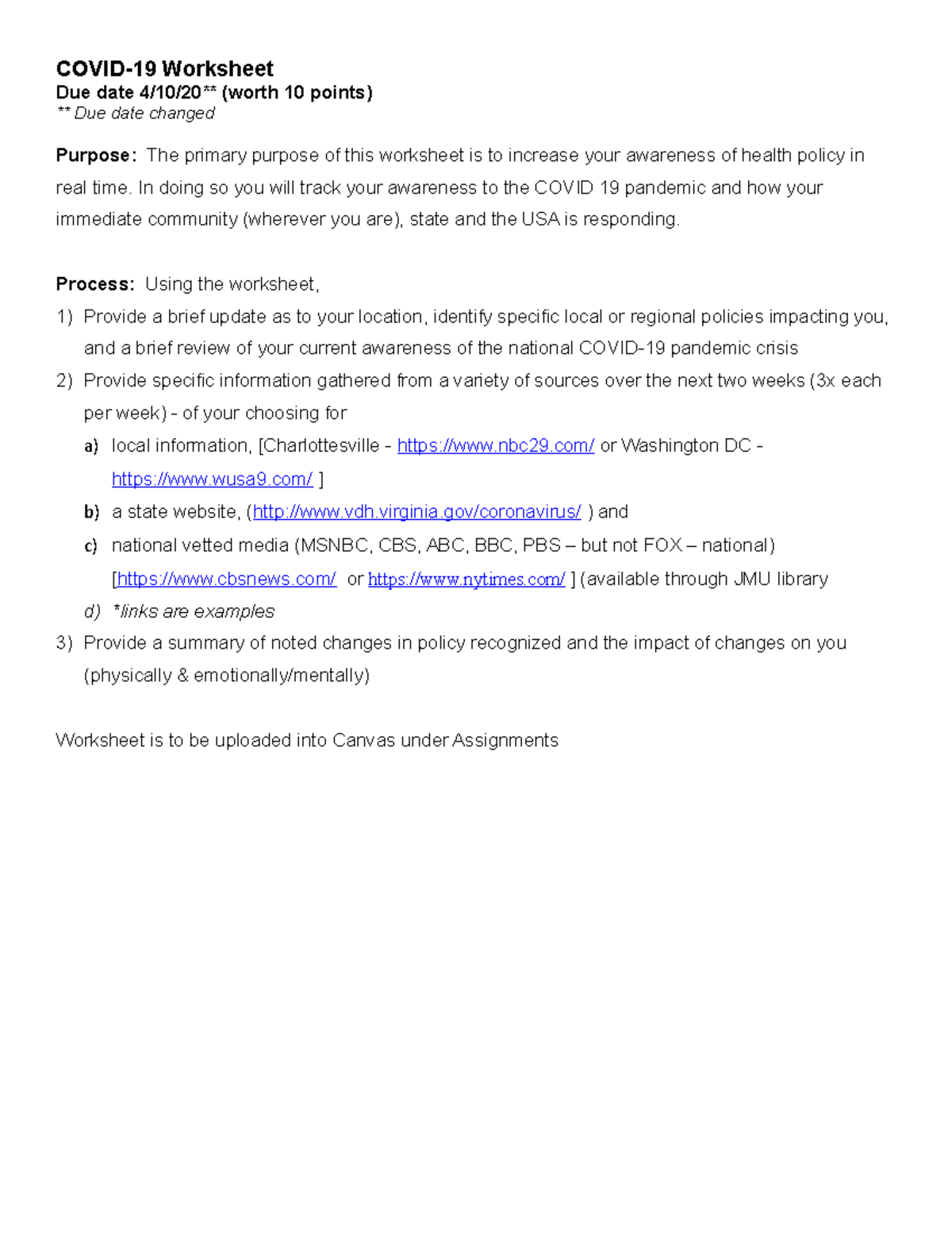 COVID-19 Policy Awareness Worksheet - Studocu