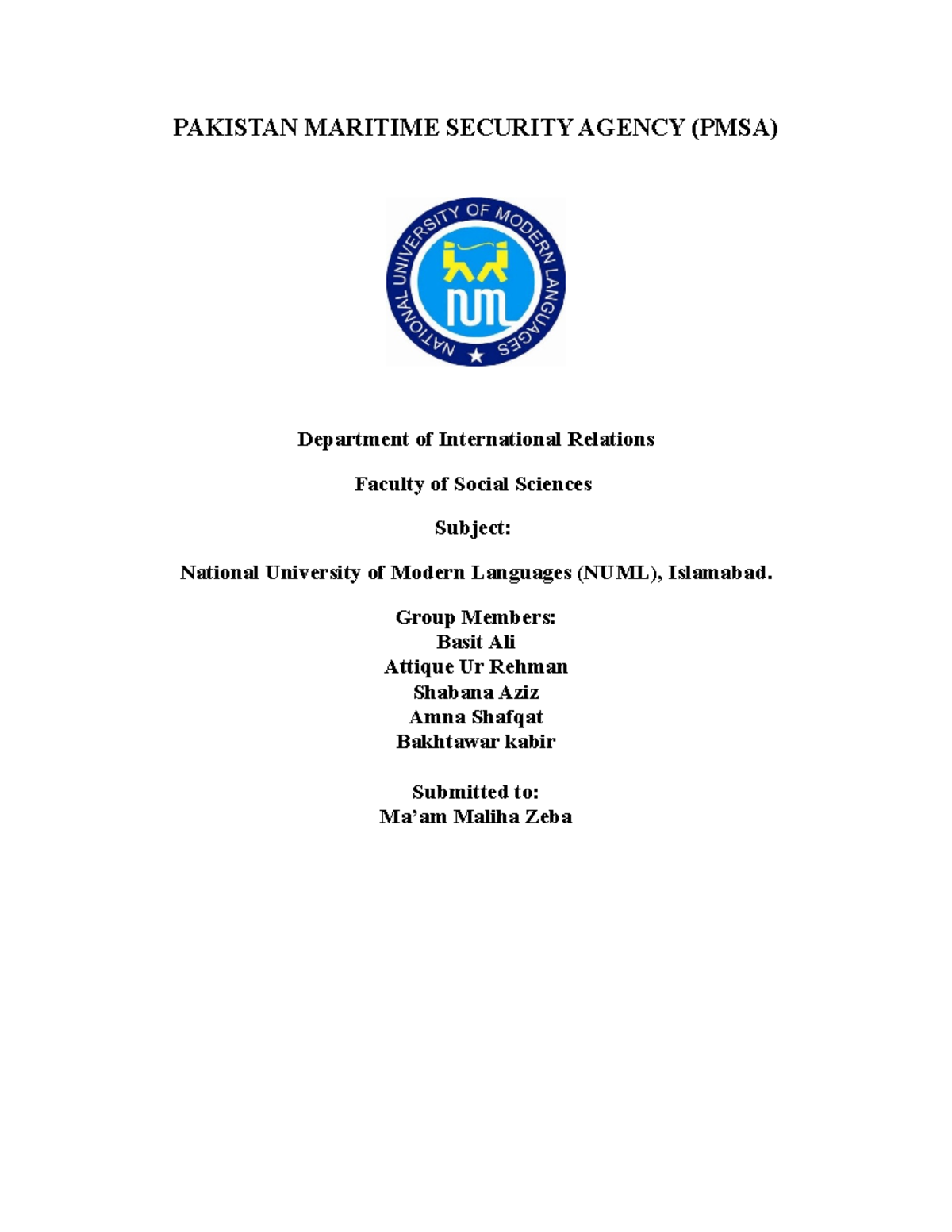 PMSA - Pakistan Maritime Security Agency - PAKISTAN MARITIME SECURITY ...