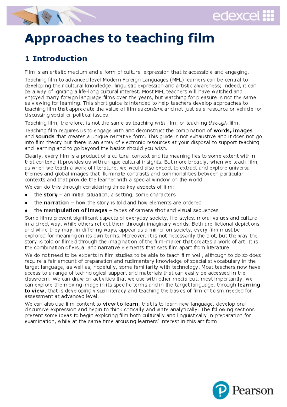 GCE Generic 2017 Approaches to teaching film - Approaches to teaching ...