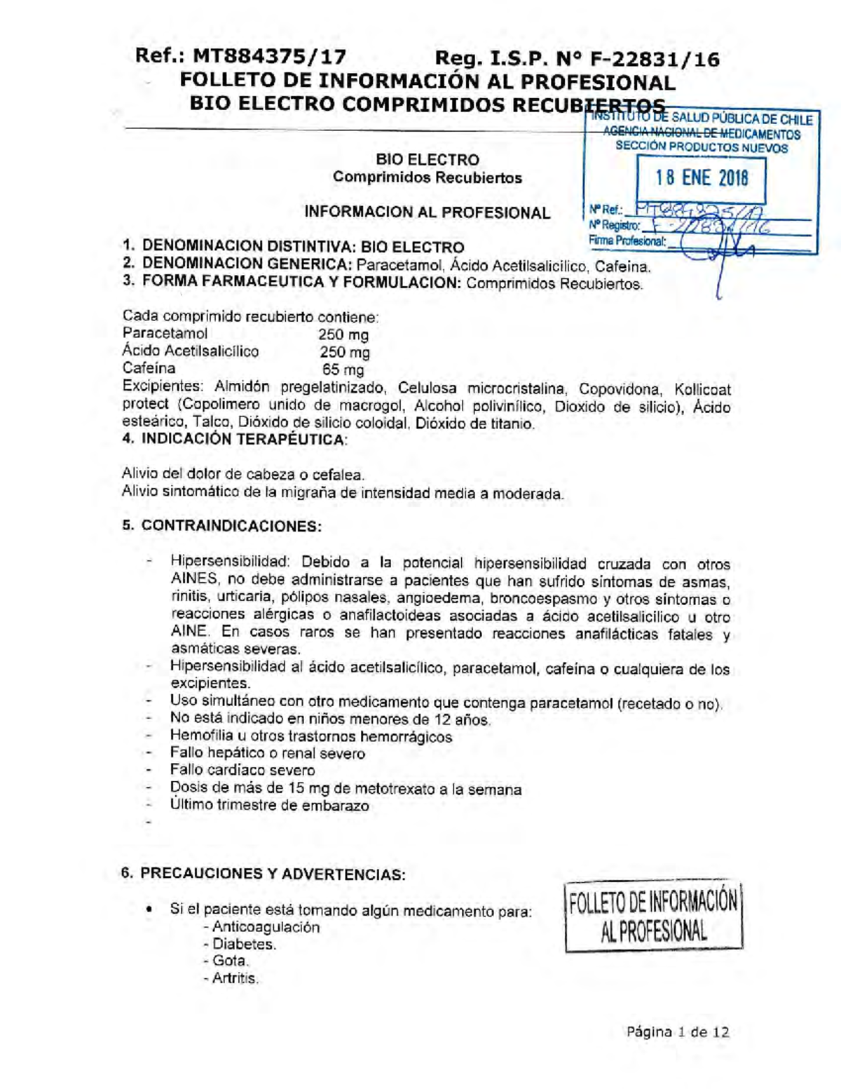 Bio electro - Ref.: Reg. I.S. FOLLETO DE INFORMACIÓN AL PROFESIONAL BIO ...