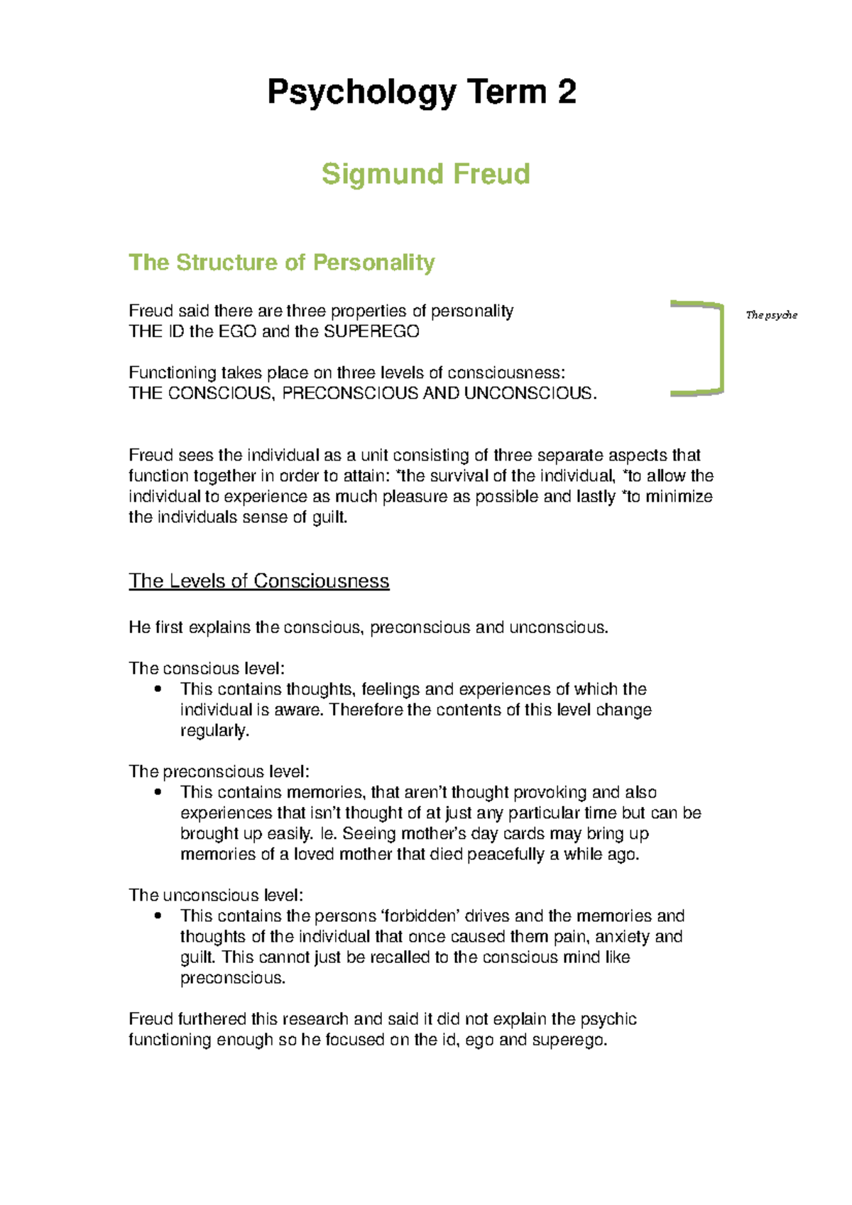 Freud, Erikson, Maslow, Rogers - Psychology Term 2 Sigmund Freud The ...