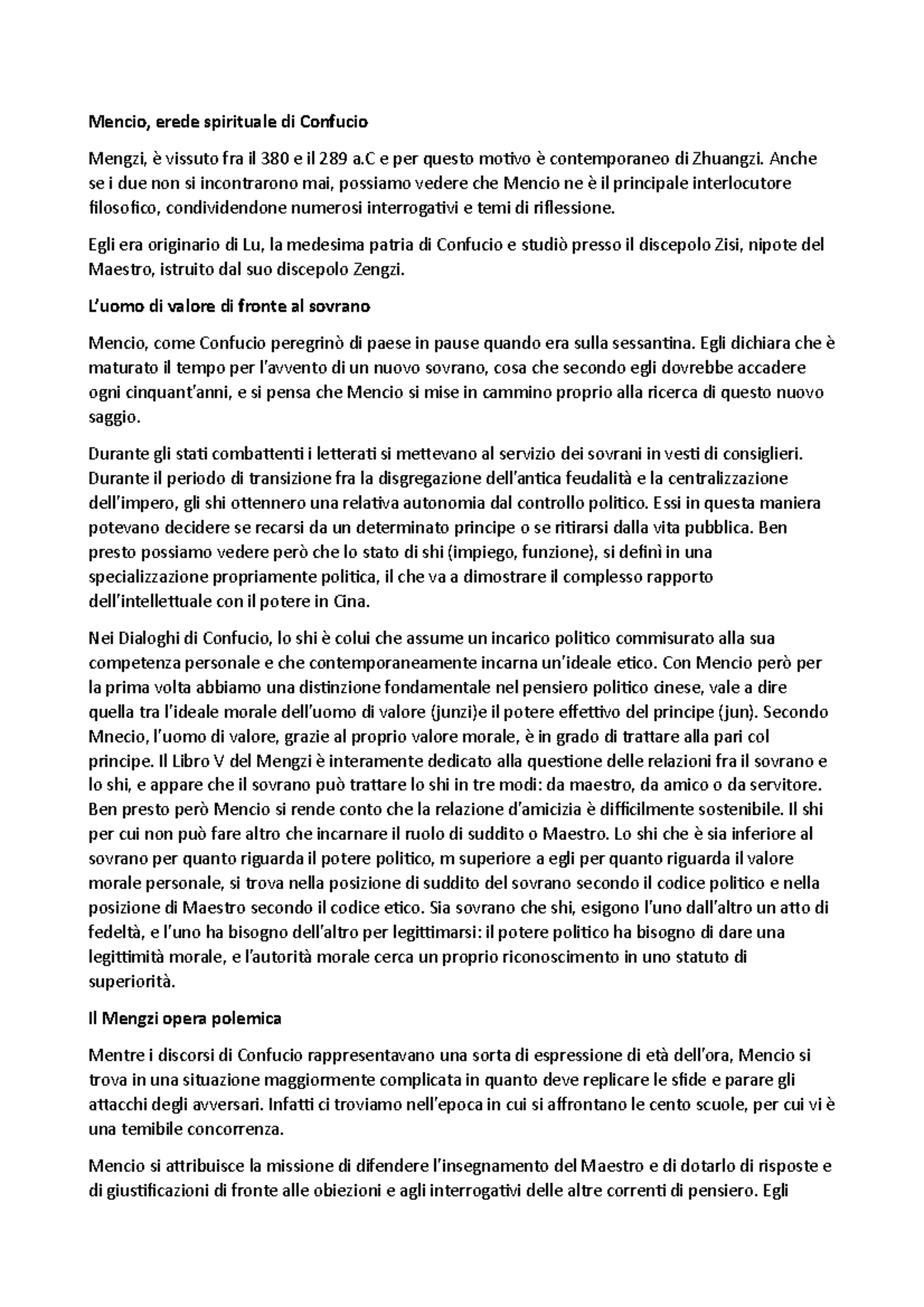 Mencio - Storia del pensiero cinese - Mencio, erede spirituale di ...