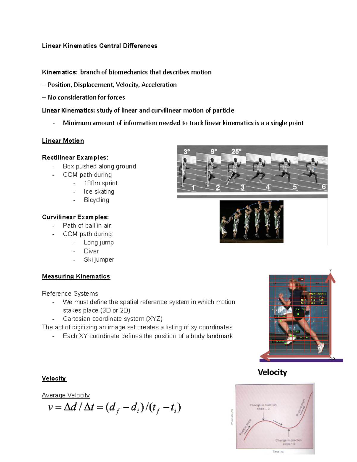 Linear Kinematics Central Differences - Linear Kinematics Central ...