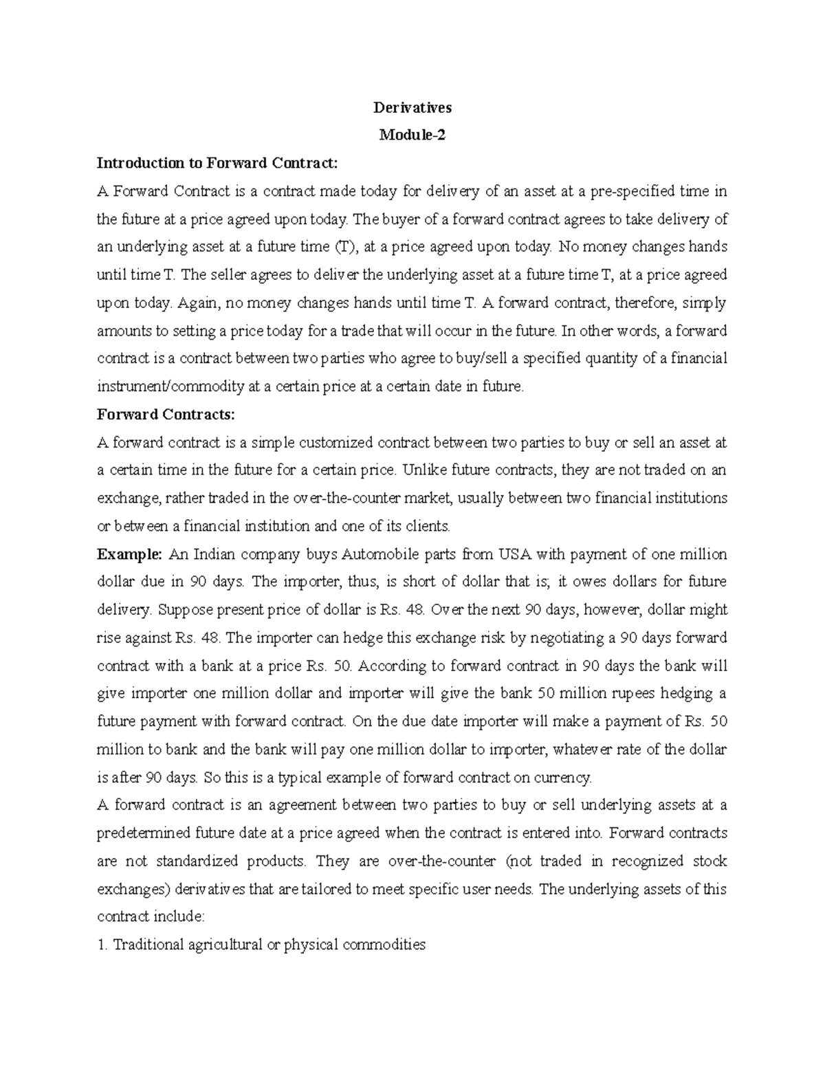 Derivatives Module 2 Notes - Derivatives Module- Introduction to ...