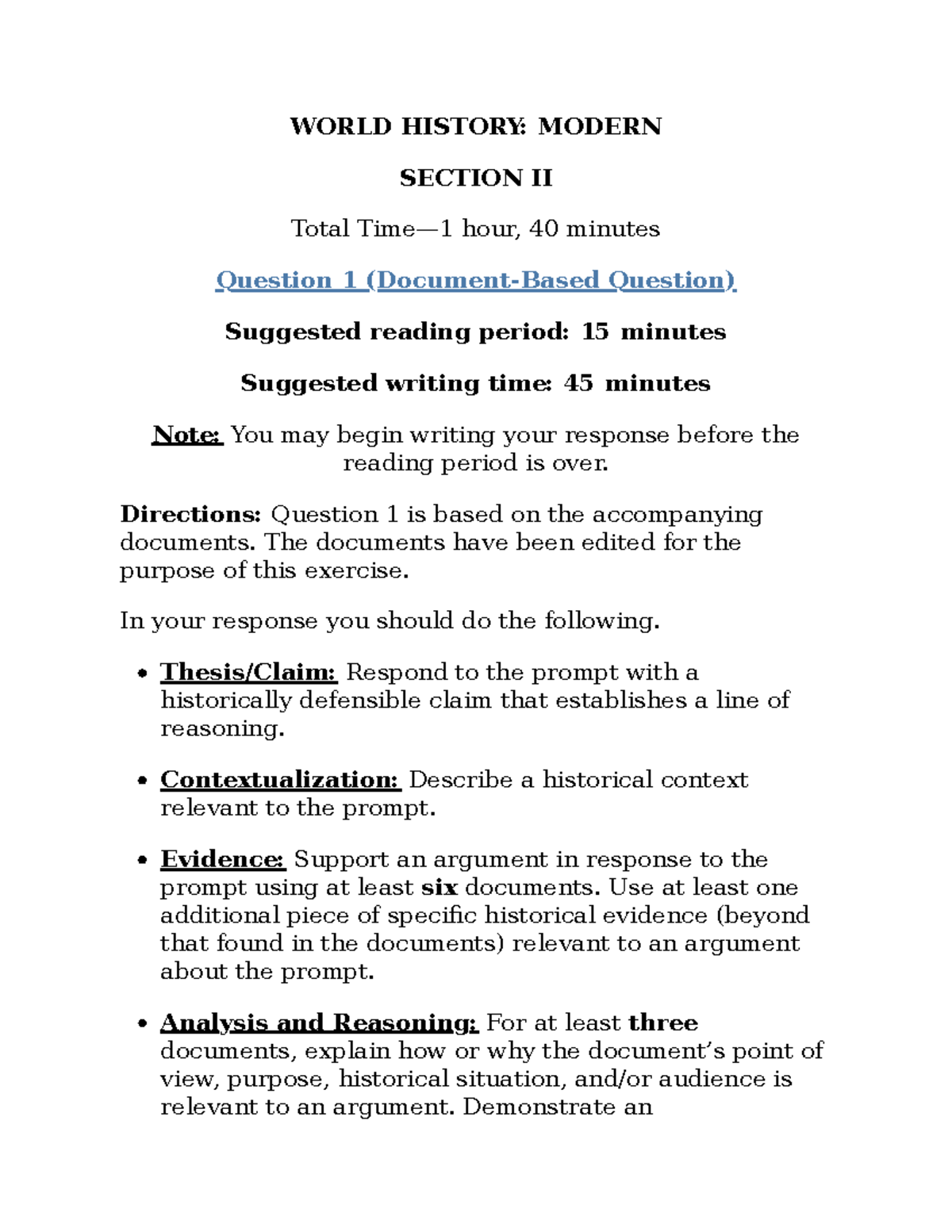 AP World History Textbook 5 - WORLD HISTORY: MODERN SECTION II Total ...