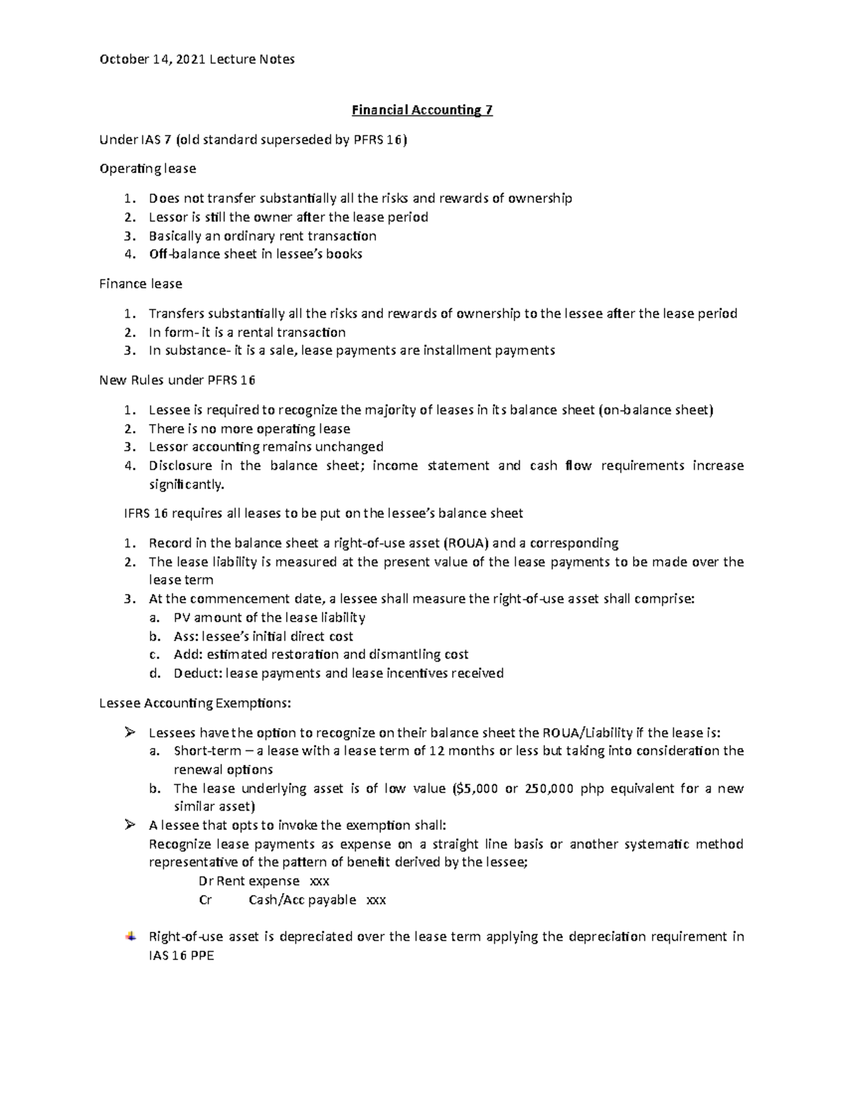 F7 - Lec No. 2 - n/a - October 14, 2021 Lecture Notes Financial ...