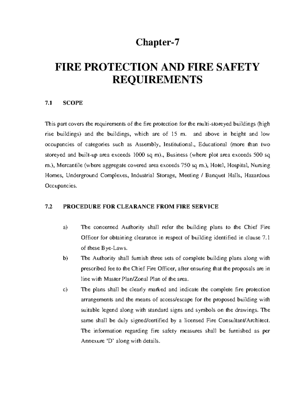FIre Protection & Fire Safety Requirement (Chapter 7) - Chapter- FIRE ...