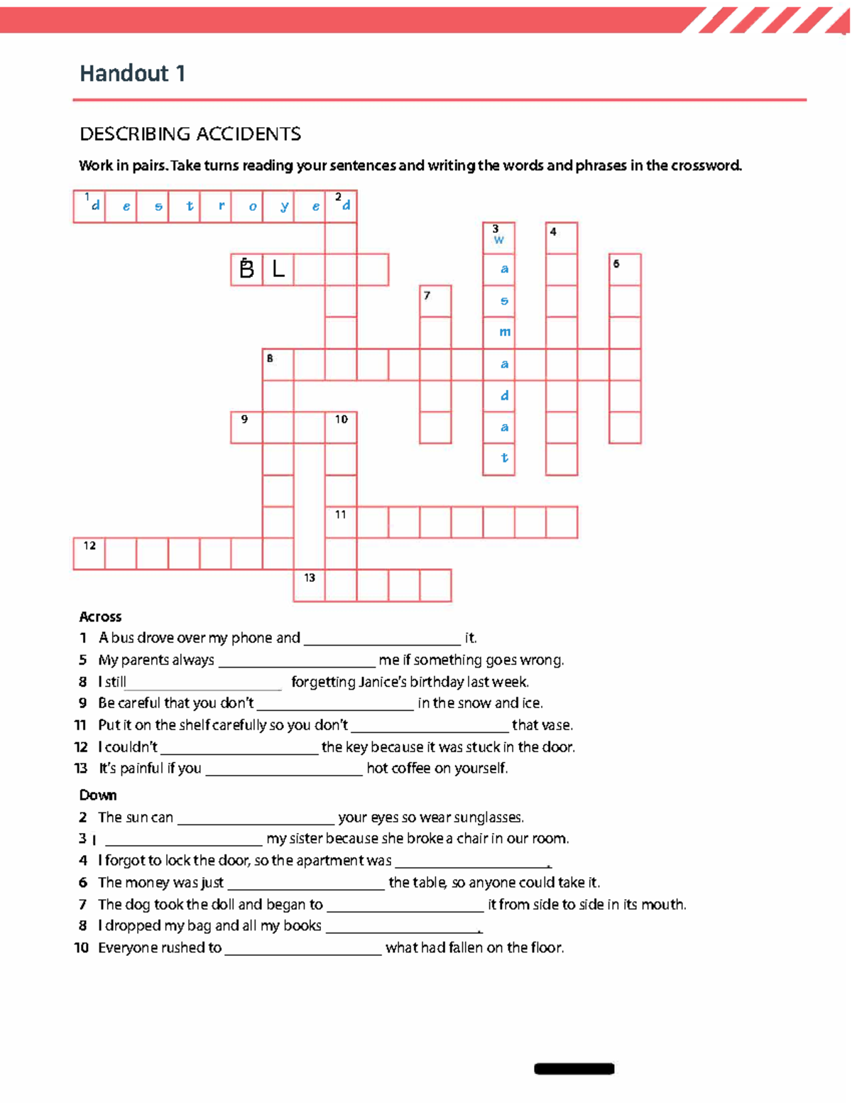 BUS 2.0 Level 3 Lesson Plan 12 Handout 1 - Handout 1 DESCRIBING ...