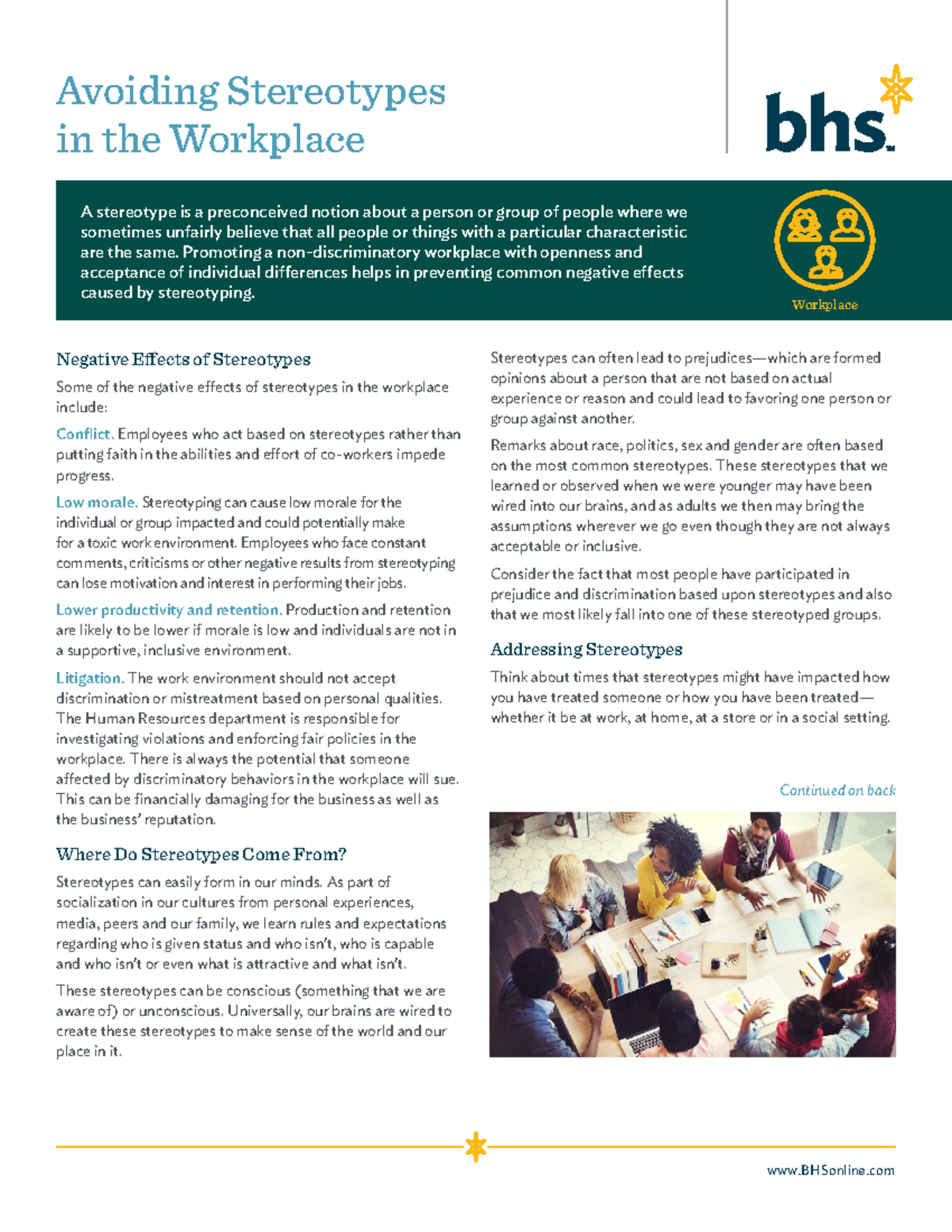 Avoiding Stereotypes in the Workplace - Avoiding Stereotypes in the ...