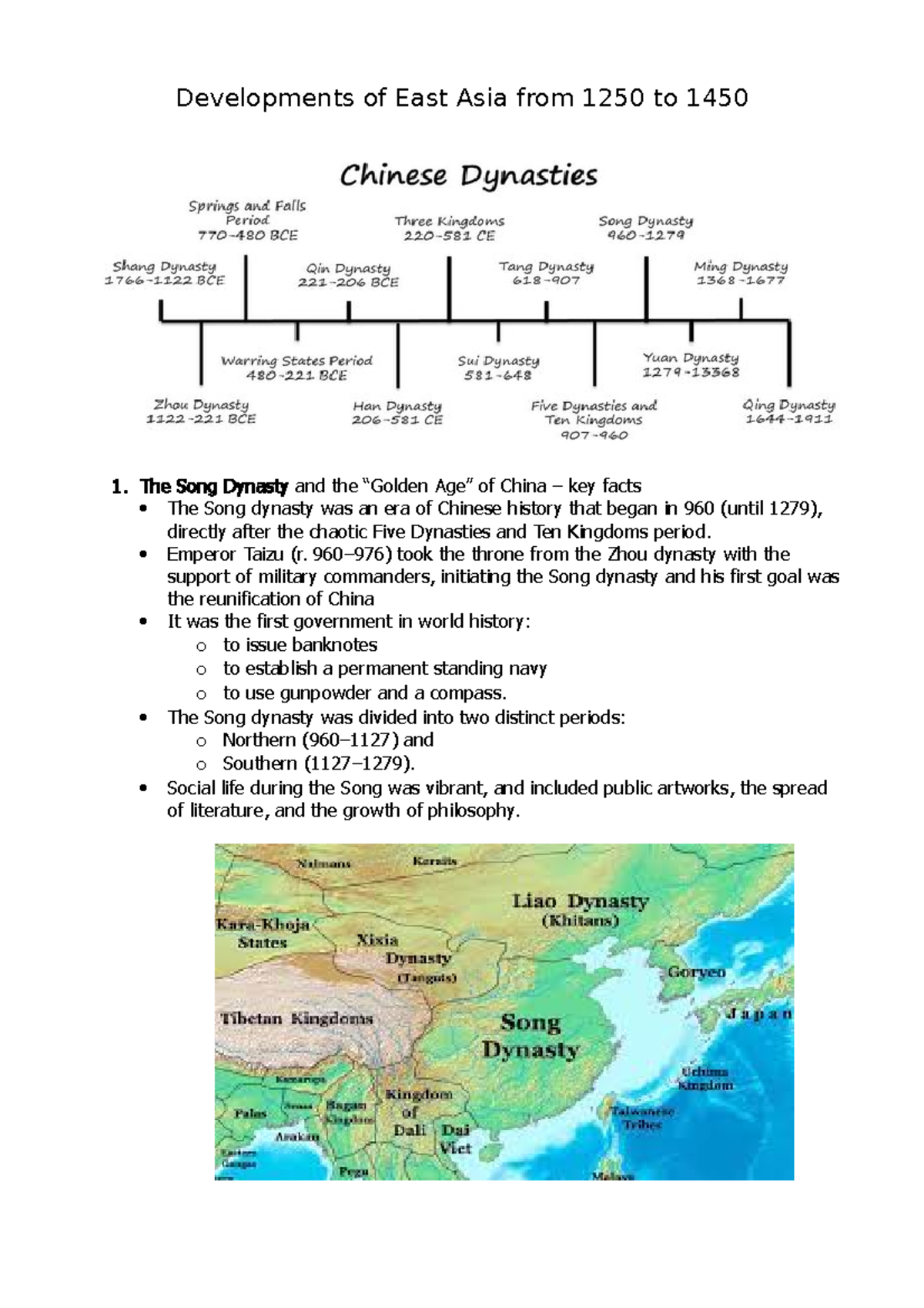 2. Developments of East Asia from 1250 to 1450 - Developments of East ...