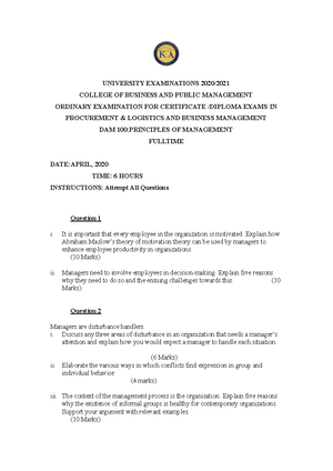 P2 - Past paper - 1 UNIVERSITY EXAMINATIONS: 2019/ EXAMINATION FOR ...