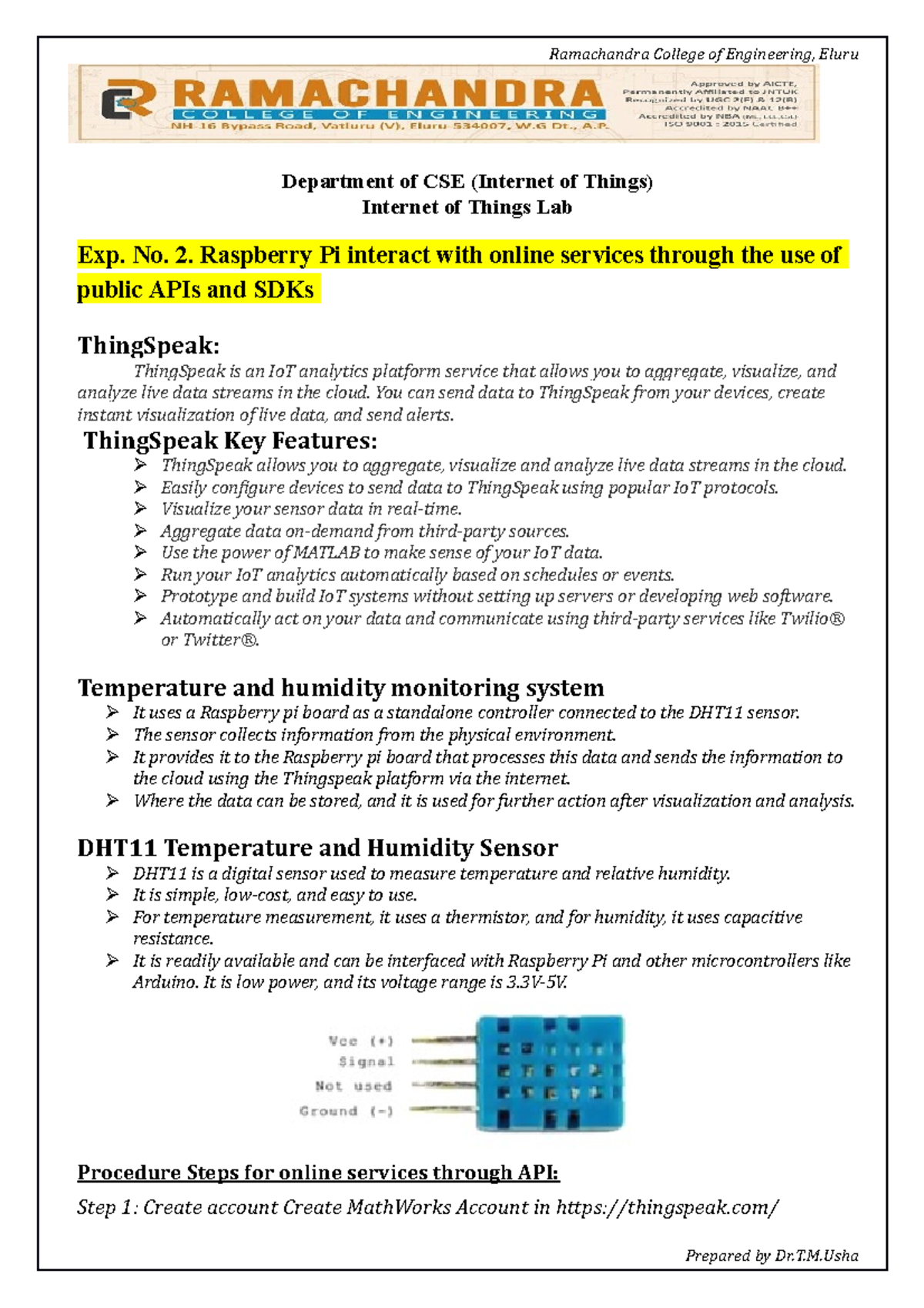 Internet of Things Lab - Online Services through API - Department of ...