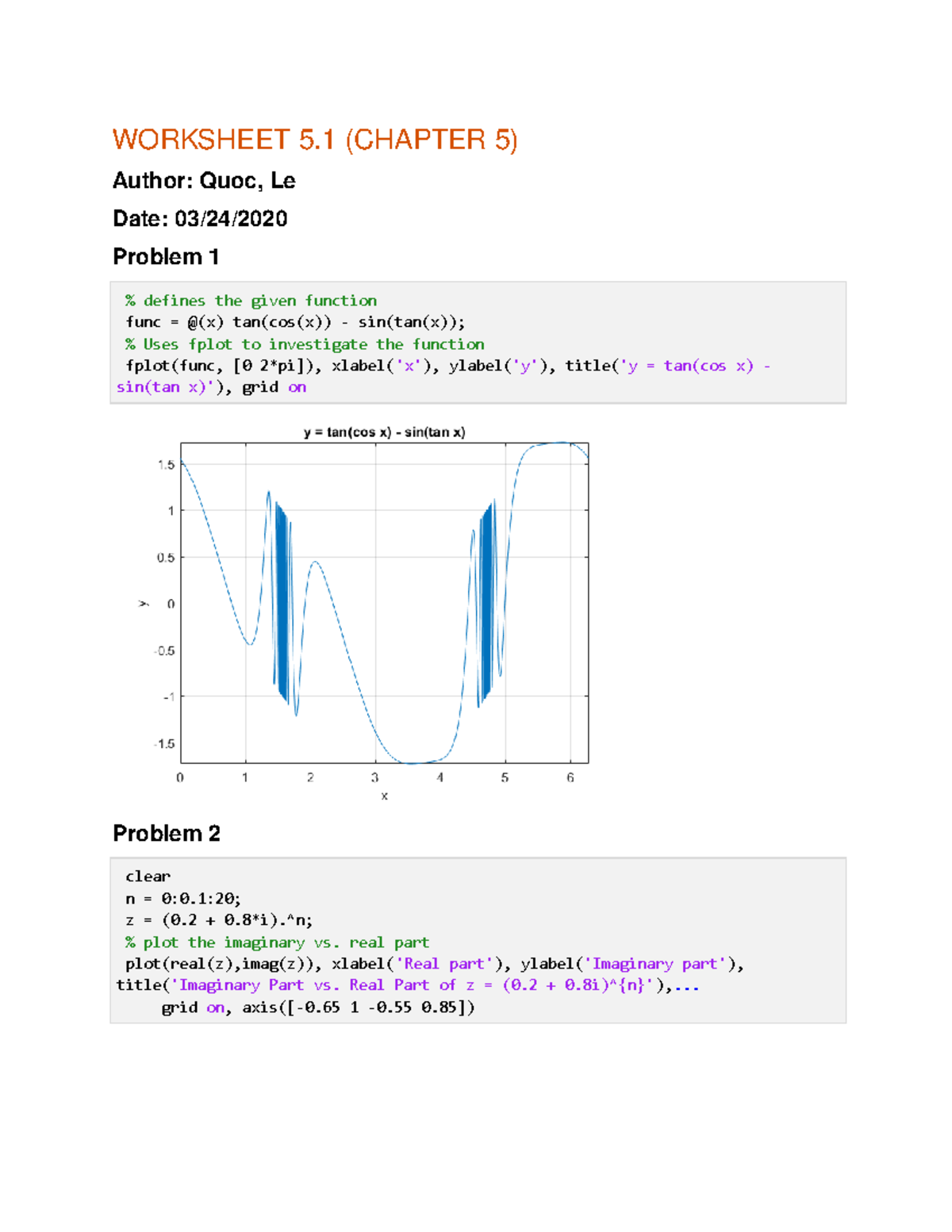 WS 5 1 LE Quocphong - Homework form Matlab at Orange Coast College in ...