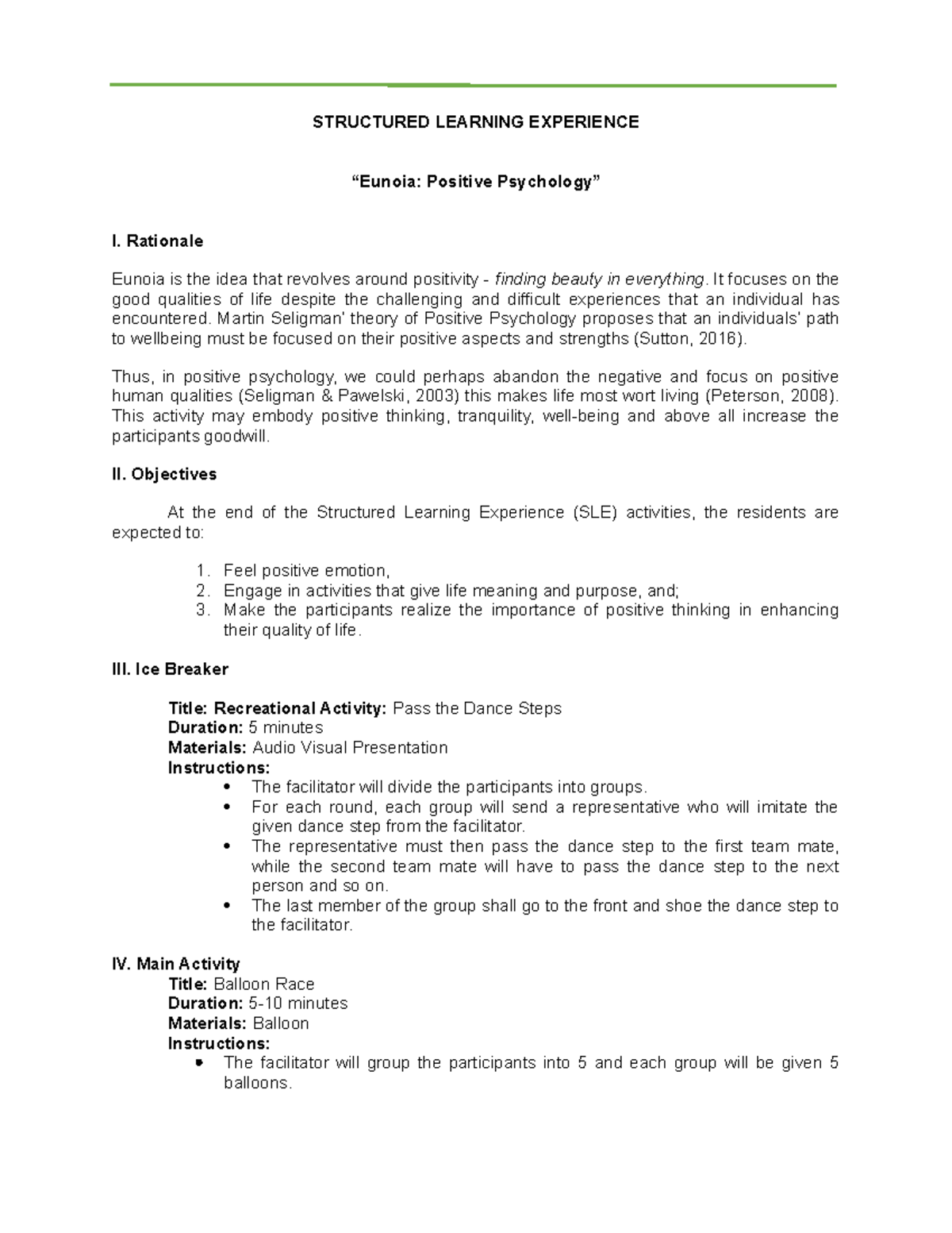 SLE - Structured Learning Experience - STRUCTURED LEARNING EXPERIENCE ...