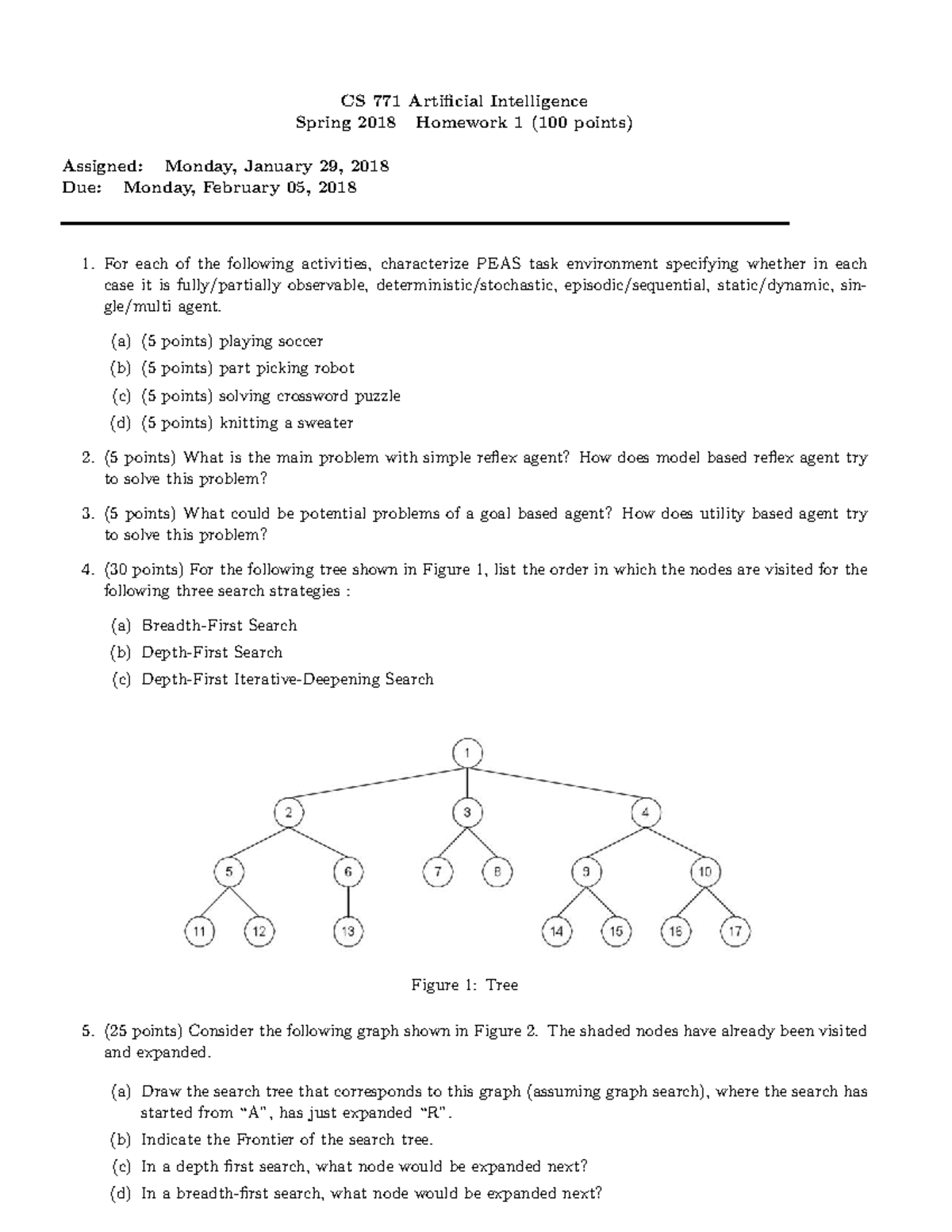 Artificial Intelligence Comprehensive Homework and Solutions - CS 771 ...