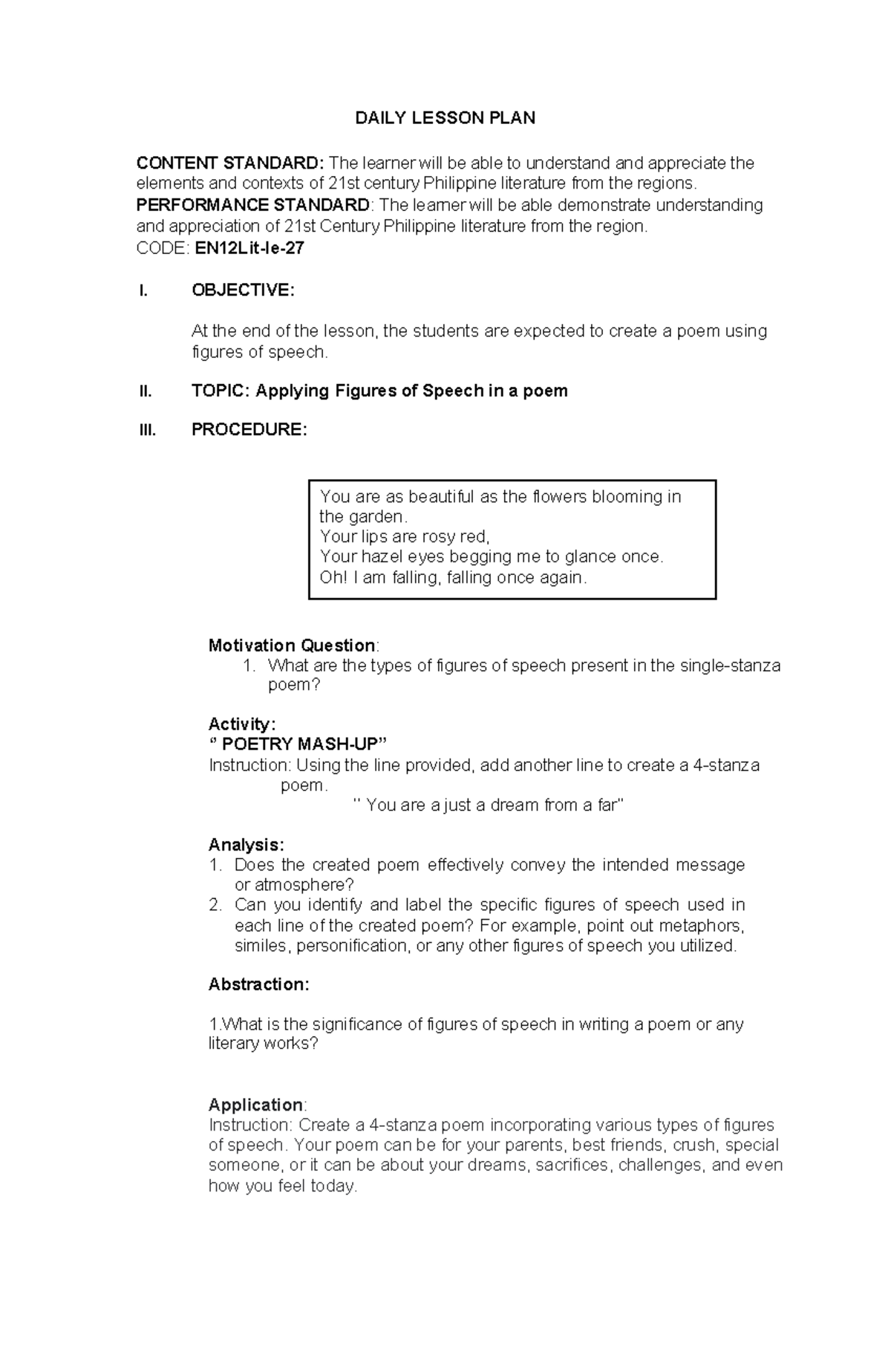 21st Century Literature Q1 lesson 4 - DAILY LESSON PLAN CONTENT ...