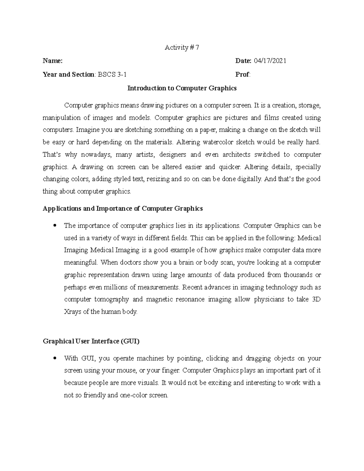 Computer Graphics - BS in Computer Science - Studocu