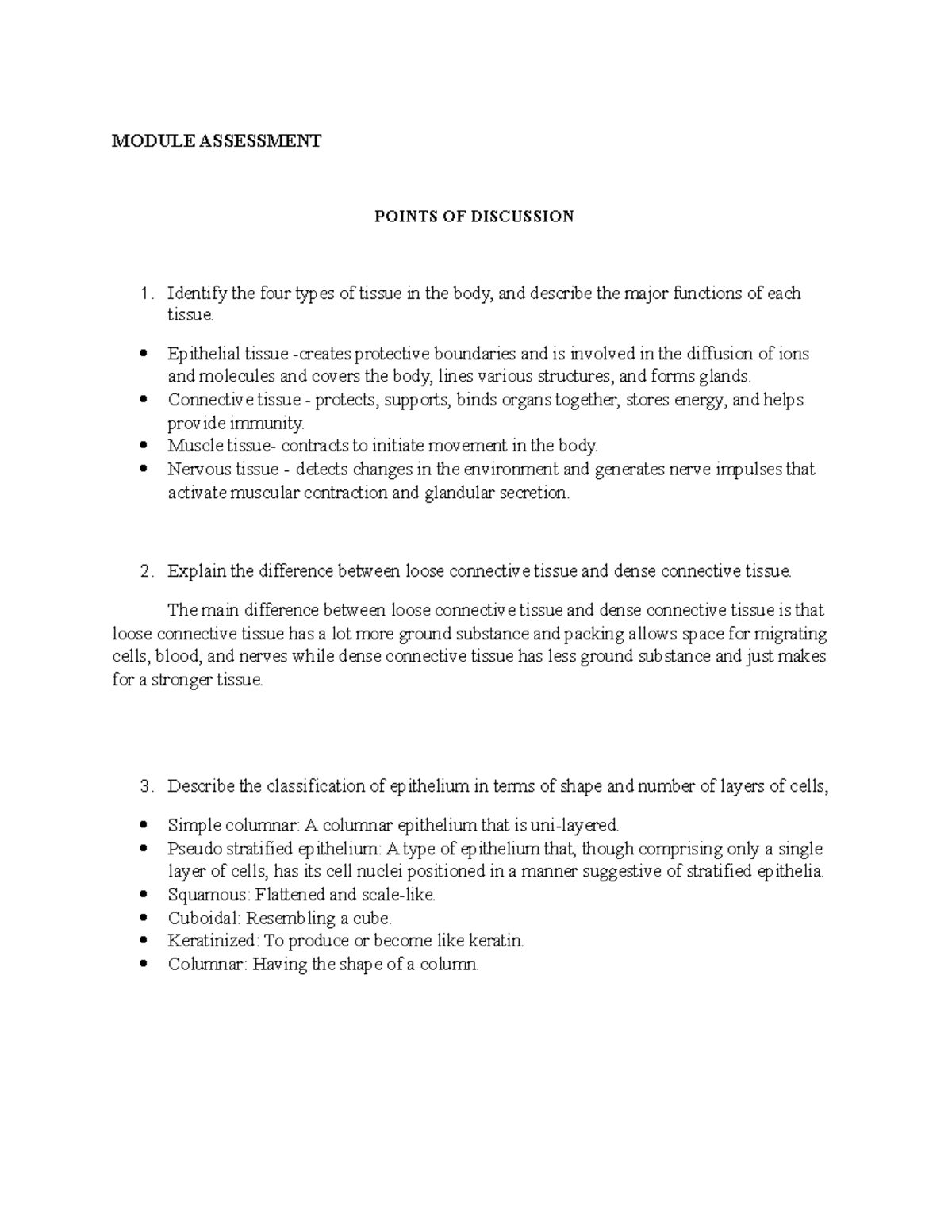 Anaphy Lesson 4 - learn - MODULE ASSESSMENT POINTS OF DISCUSSION ...