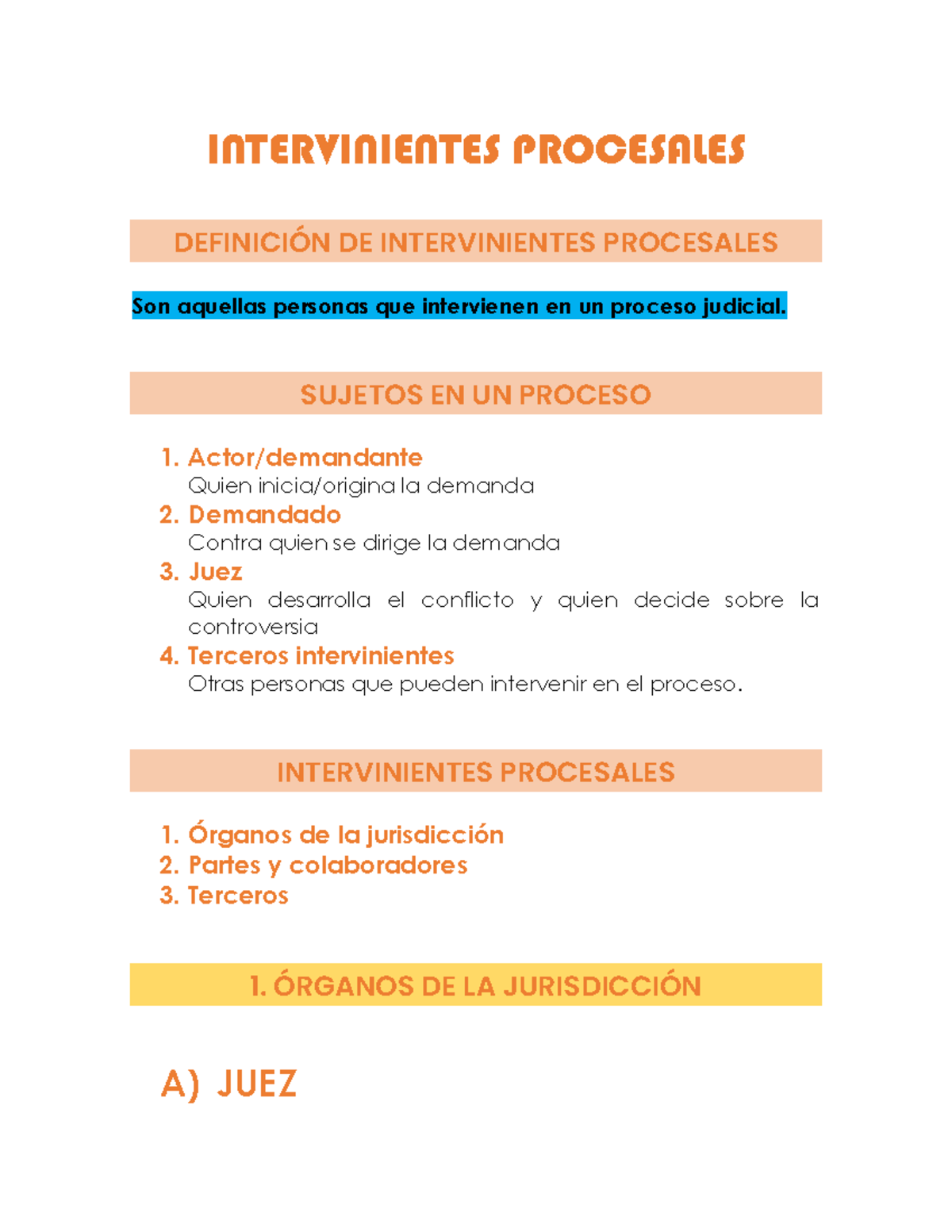 4. Intervinientes Procesales - INTERVINIENTES PROCESALES DEFINICIÓN DE ...