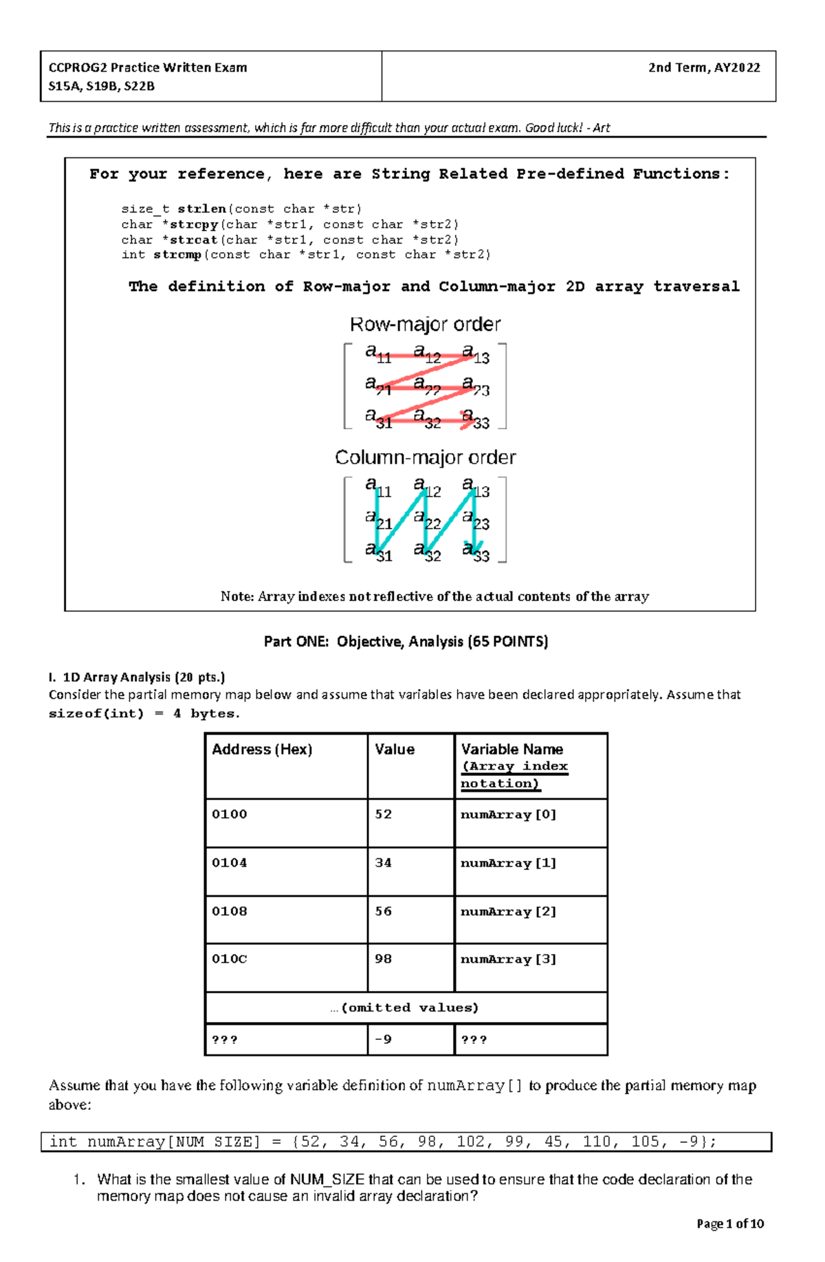 Ccprog 2 Practice Written Assessment - S15A, S19B, S22B This is a ...