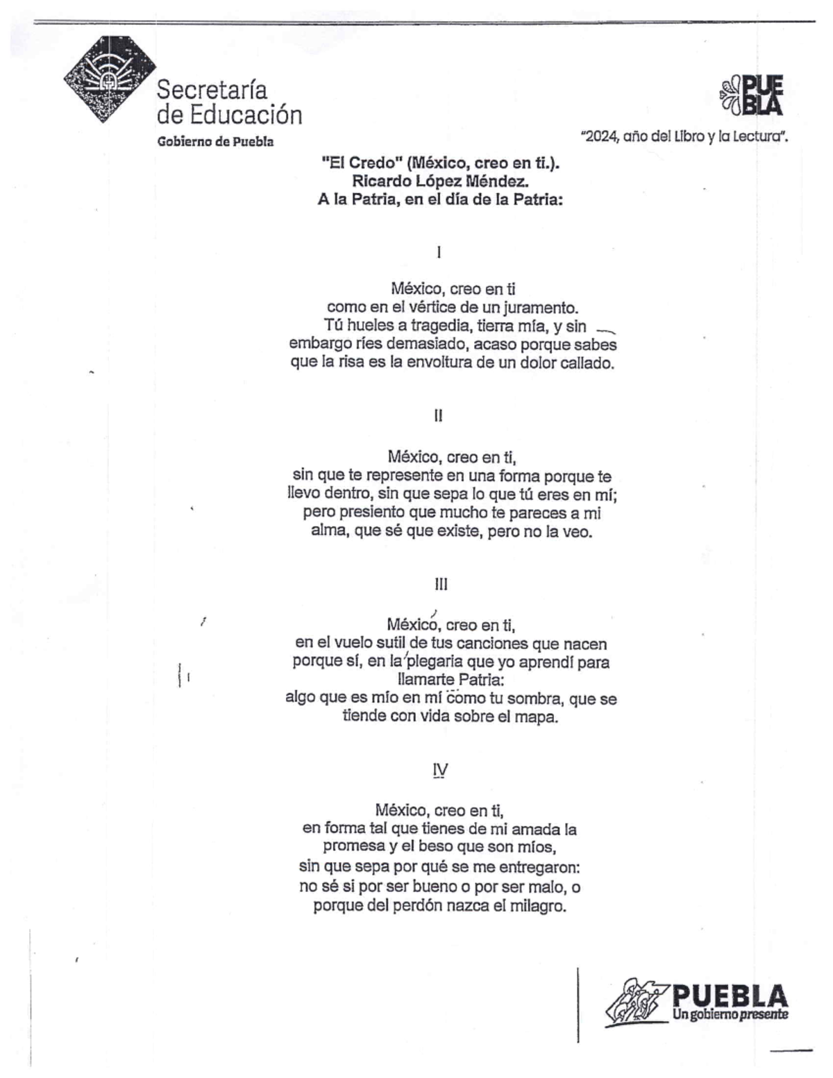El Credo (México, creo en ti) - Secretaria gd de Educacién 4 Gobierno ...