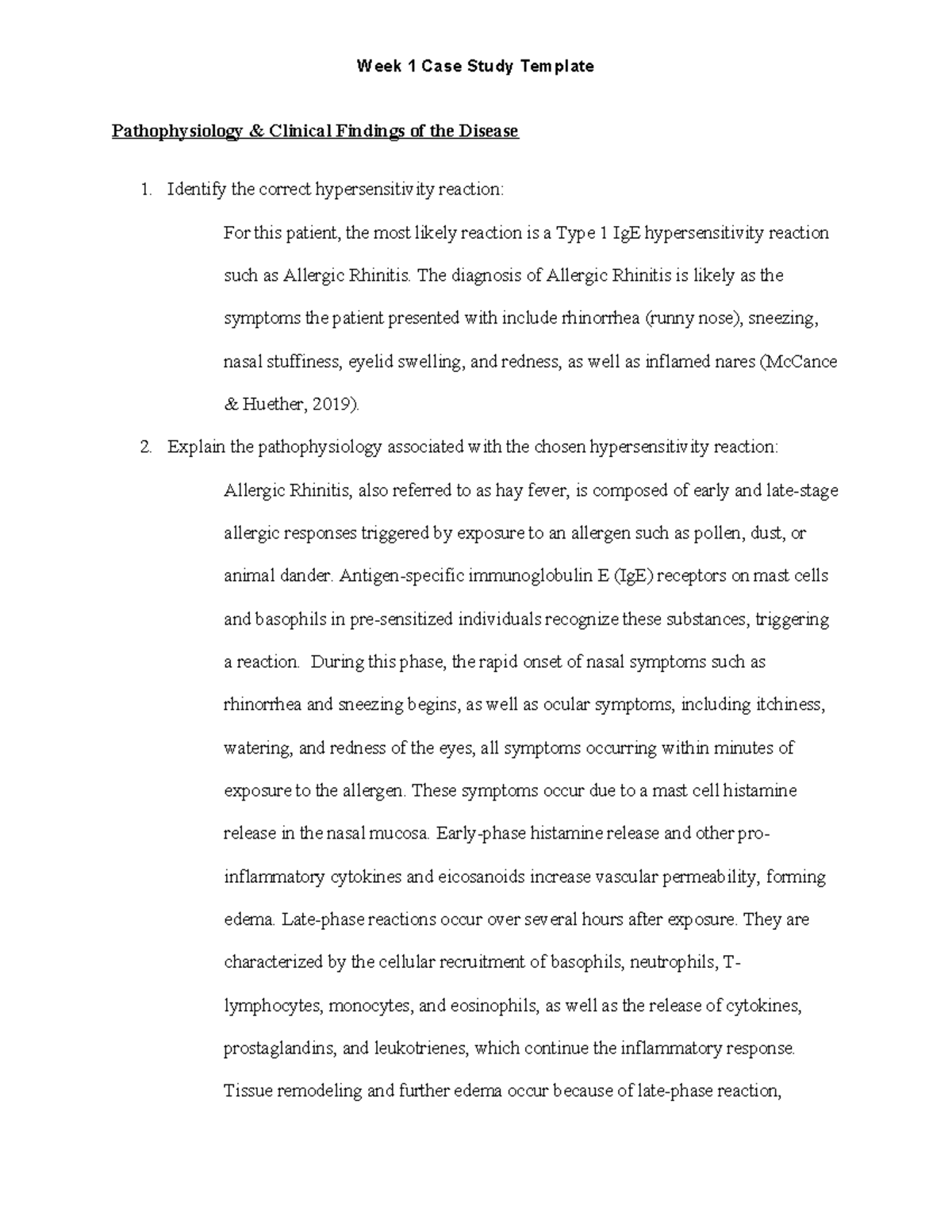 Nr507 Week 1 Case Study - Pathophysiology & Clinical Findings of the ...