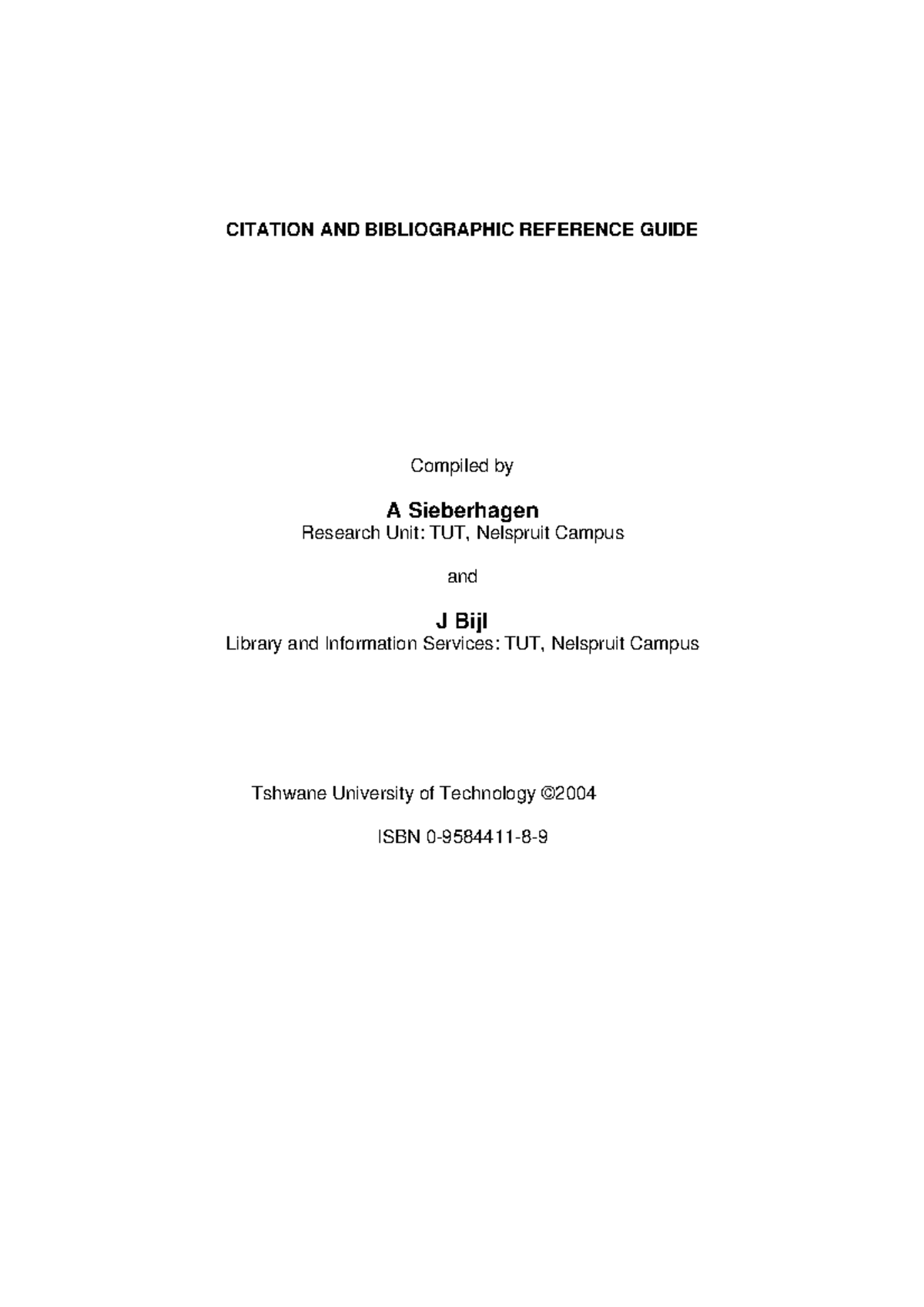 Guidelines for referencing - CITATION AND BIBLIOGRAPHIC REFERENCE GUIDE ...
