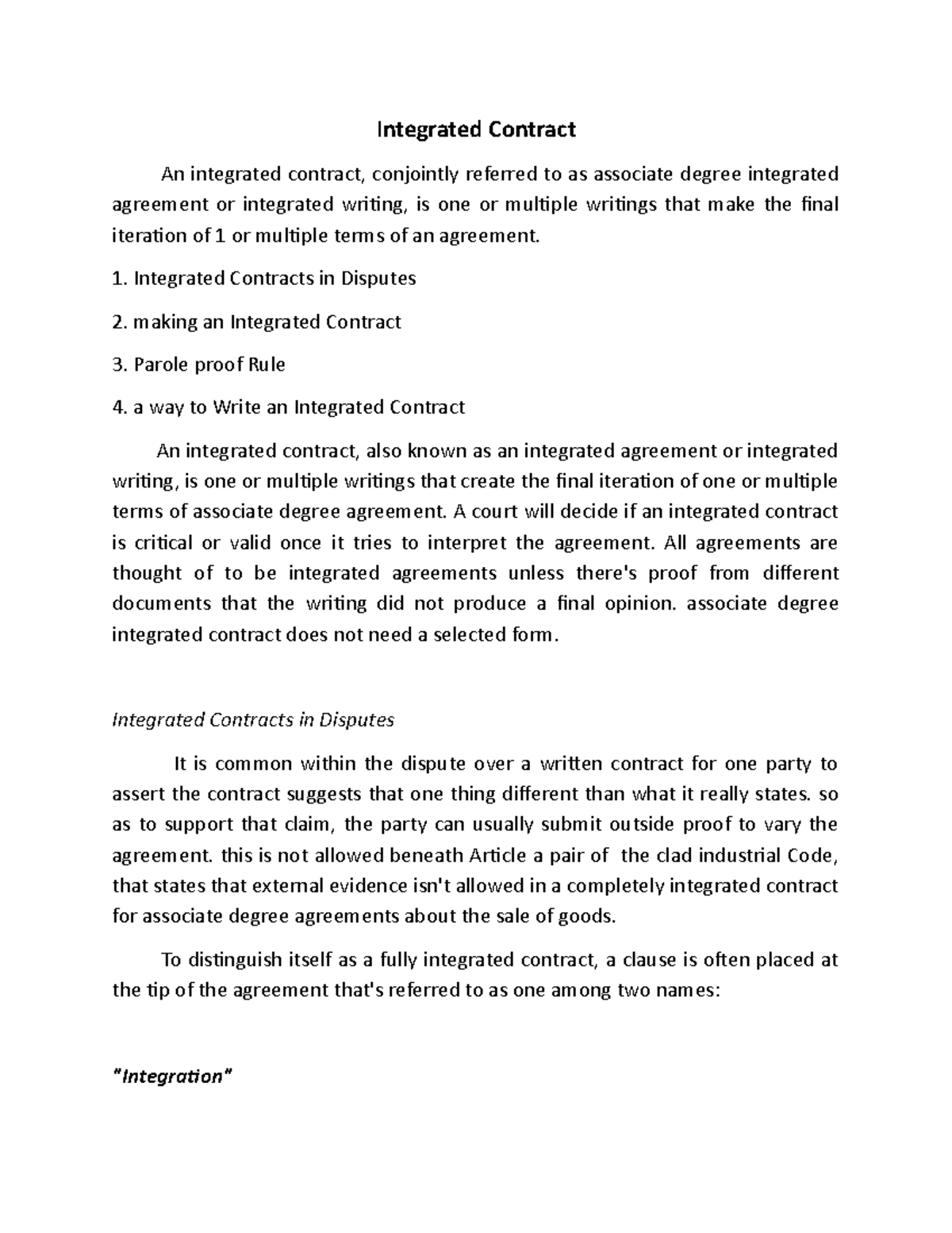 Integrated Contract - Integrated Contracts in Disputes making an ...