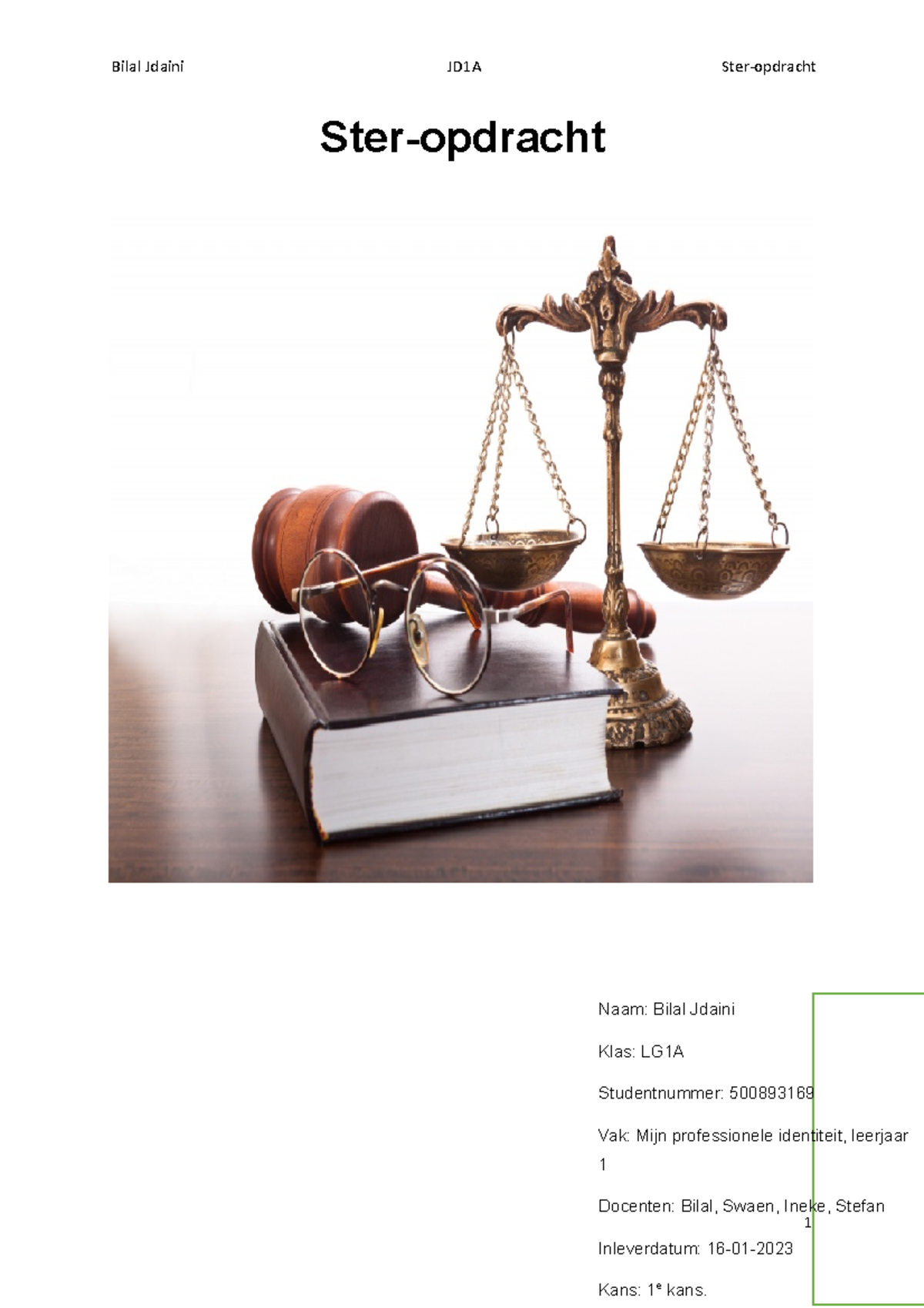 Ster-opdracht 2 - Bilal Jdaini JD1A Ster-opdracht Ster-opdracht 1 Naam ...