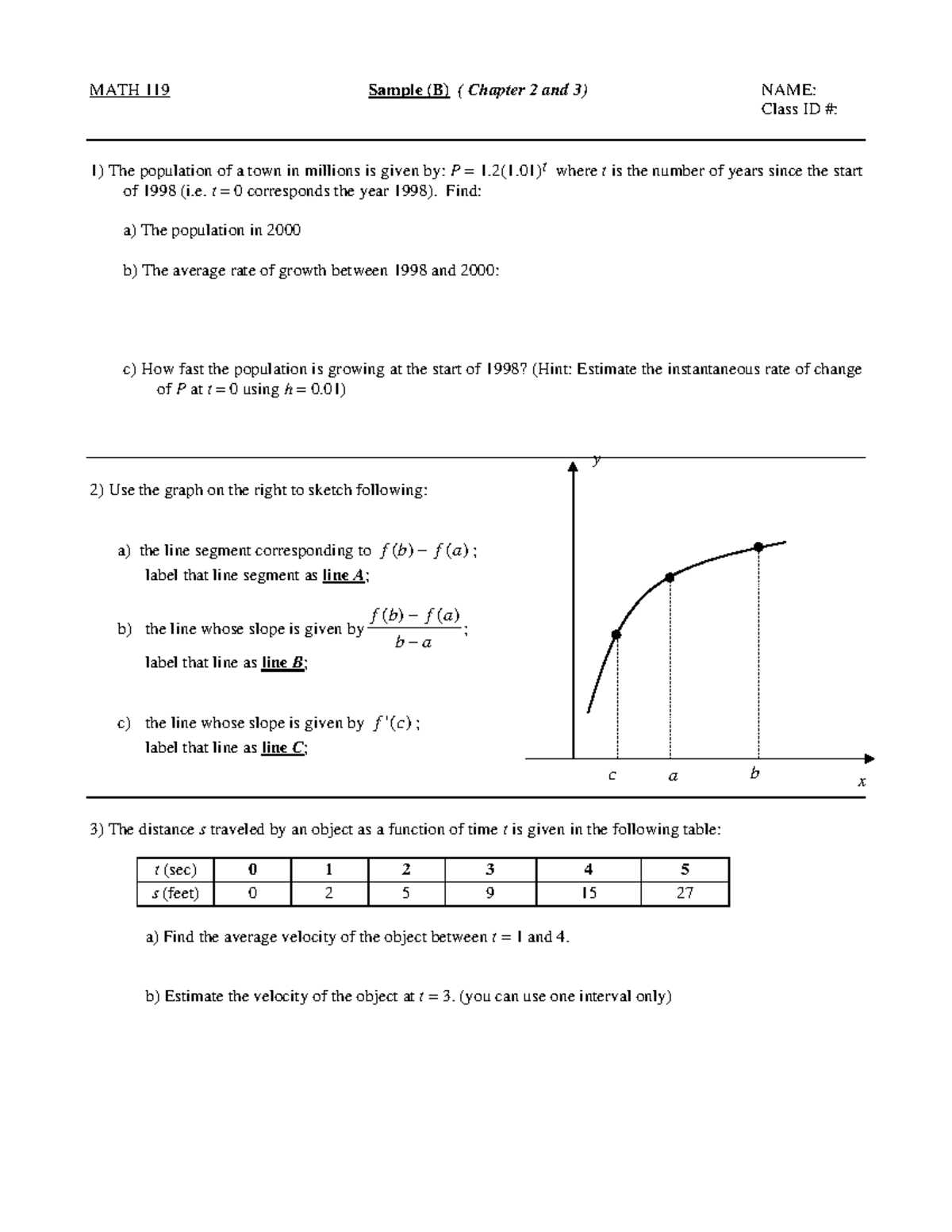Chapters 2 and 3 B - Chapter Test and Solution for Math M119 ...