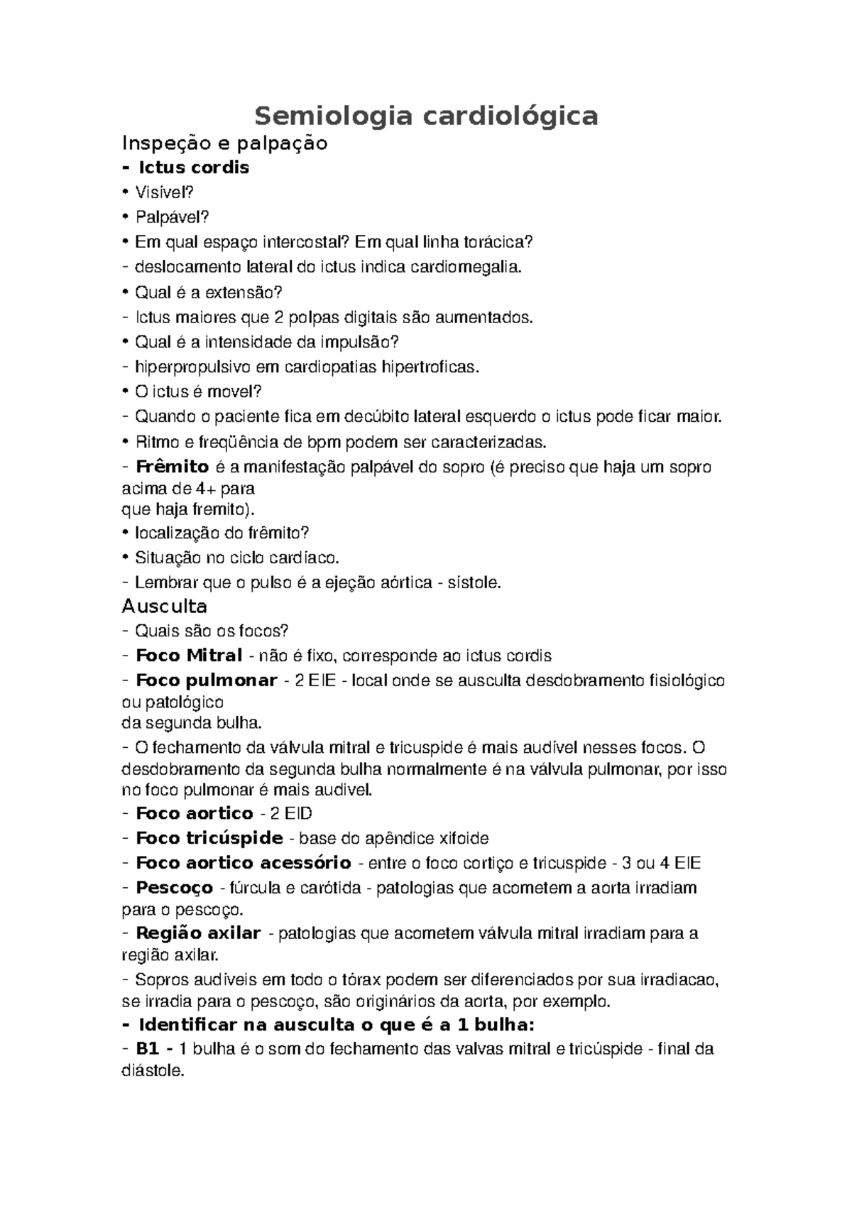 Semiologia Cardiaca - Semiologia cardiológica Inspeção e palpação ...