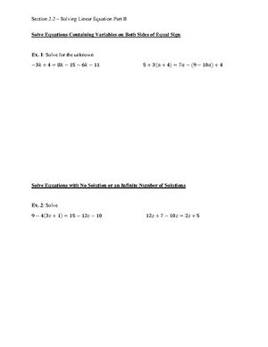 Section 2.3 – Applications of Linear Equations - Section 2 – Applications of Linear Equations ...
