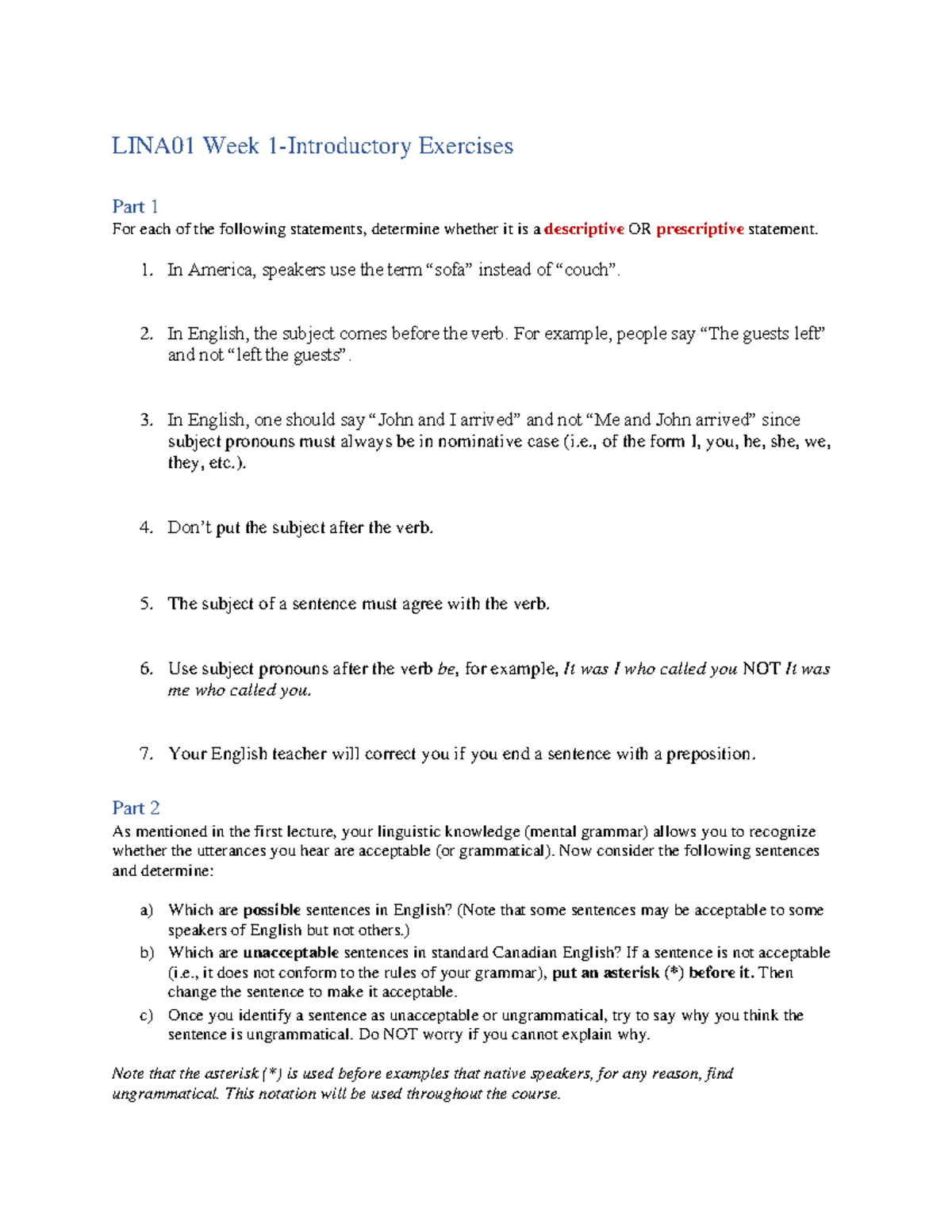 Week 1-Practice Exercises-Part I - LINA01 Week 1-Introductory Exercises ...