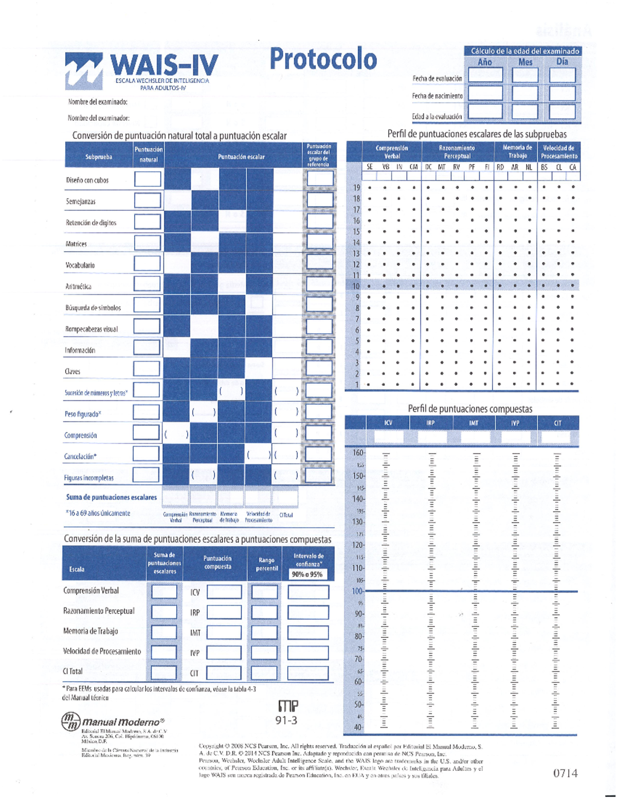 Protocolo - WAIS - Neuropsicología - Studocu