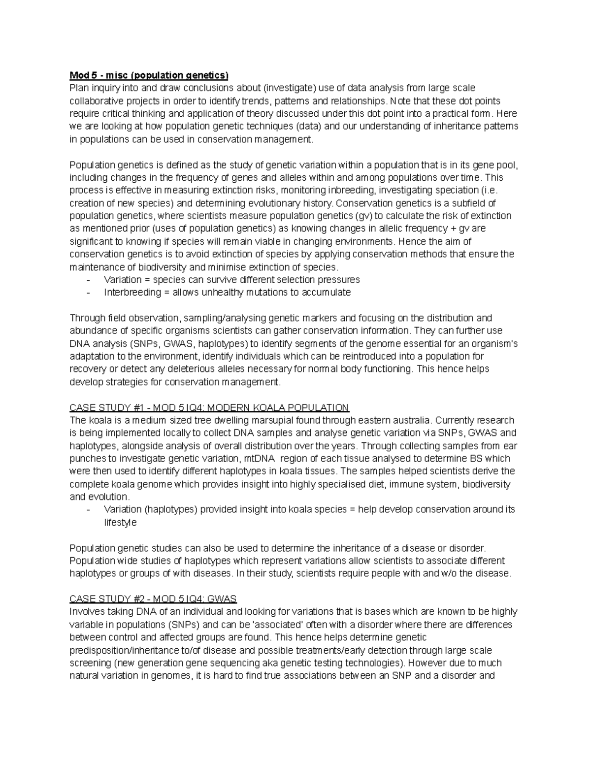 BIO case studies throughout the modules (5-8) - Mod 5 - misc ...