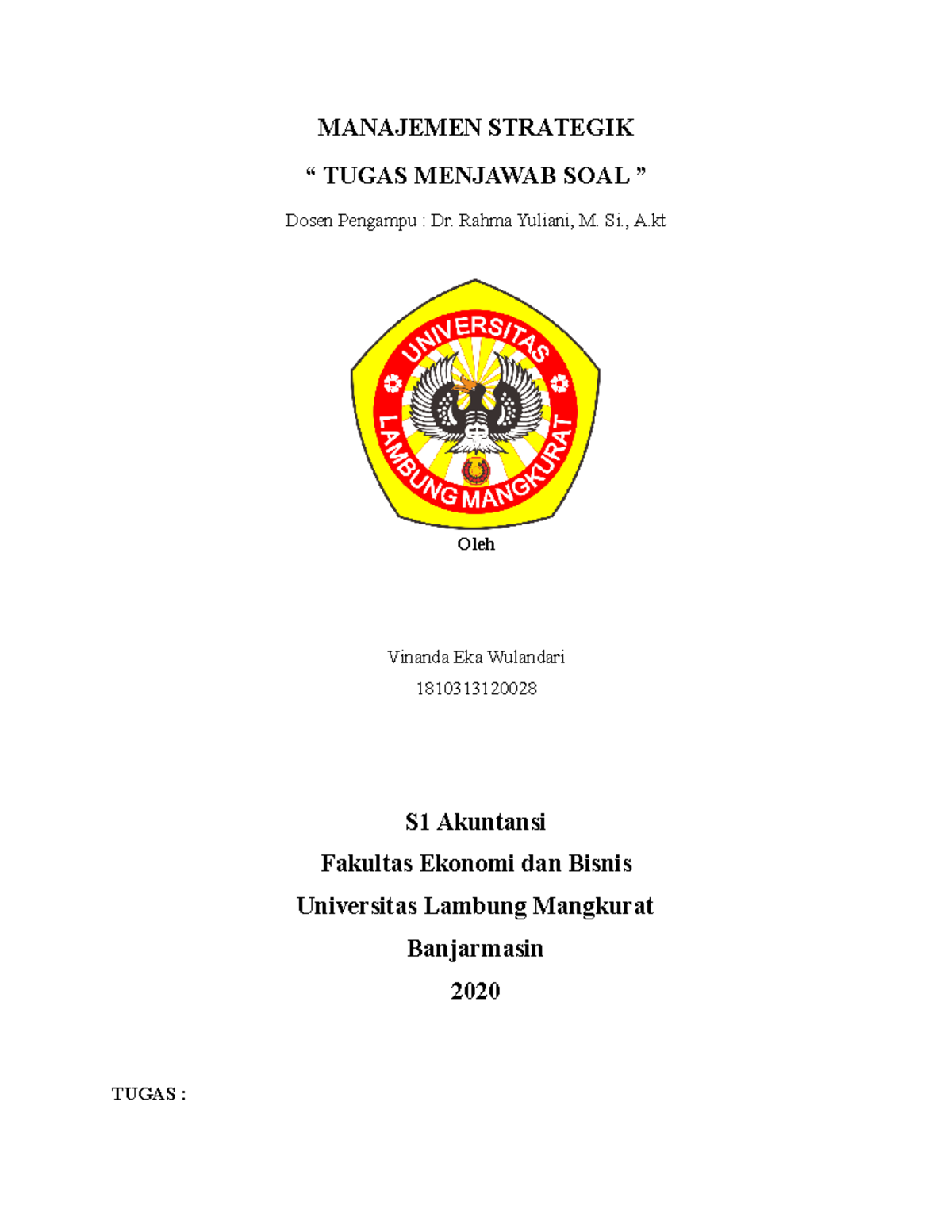 Vinanda EKA Wulandari - Manajemen Strategik - 181031312002 8 ...