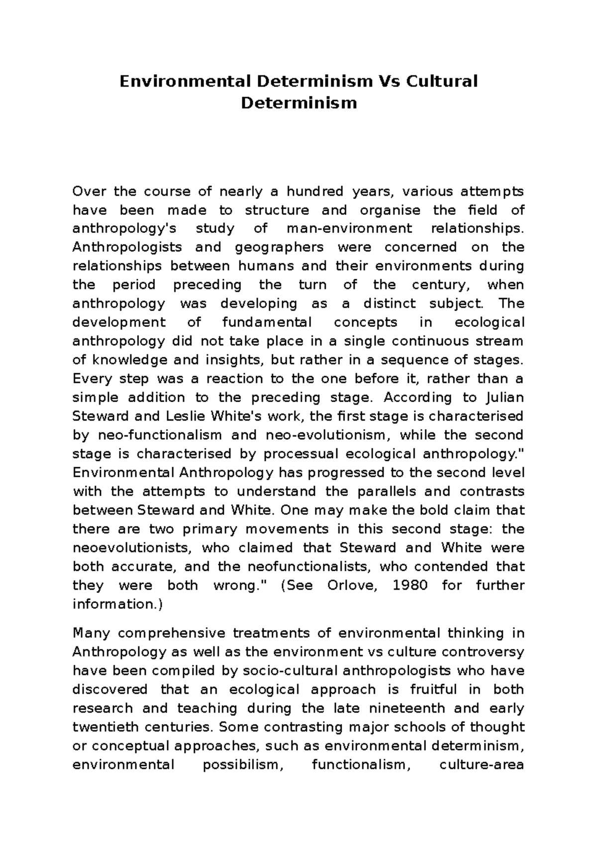 Environmental Determinism Vs Cultural Determinism - Environmental ...