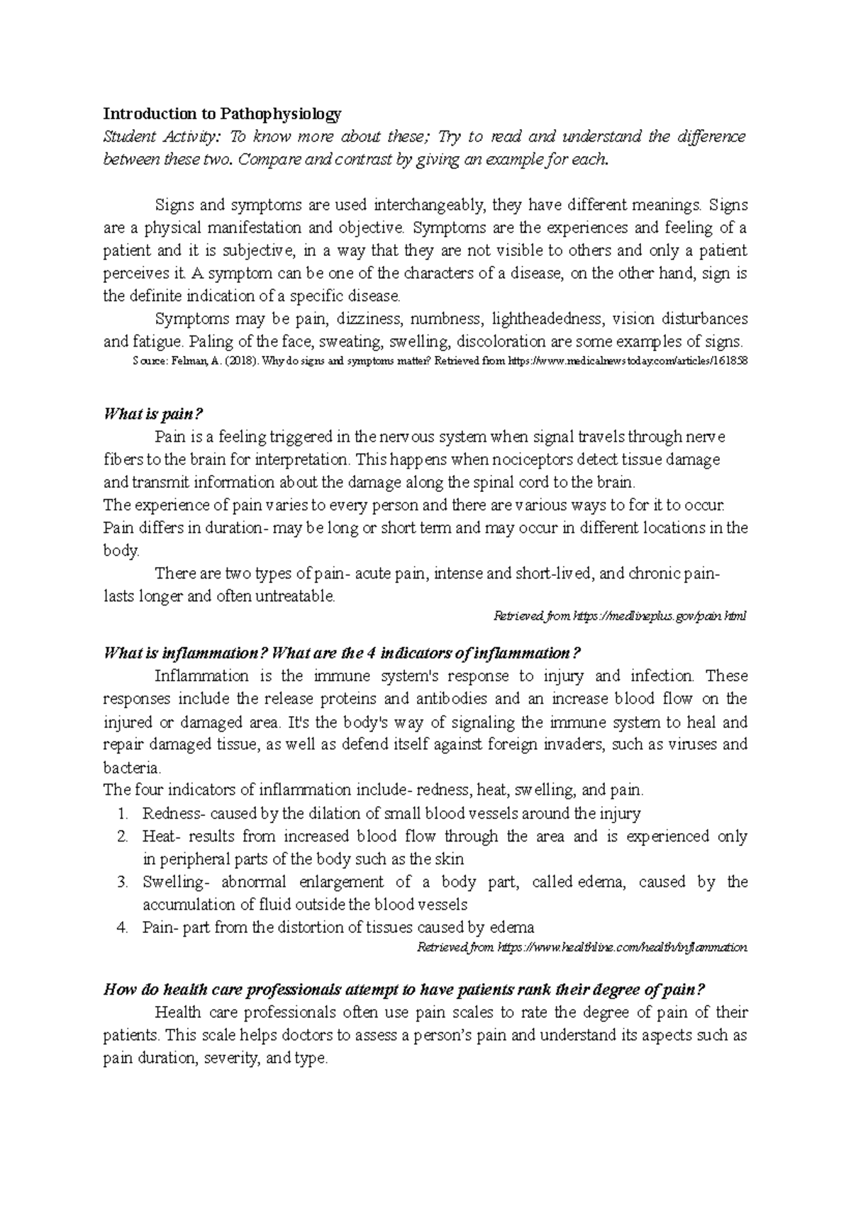 1 Introduction to Pathophysiology Assignment - Introduction to ...