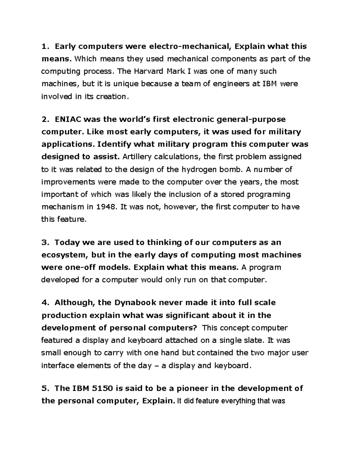 1.2 - History of the computer - Early computers were electro-mechanical ...