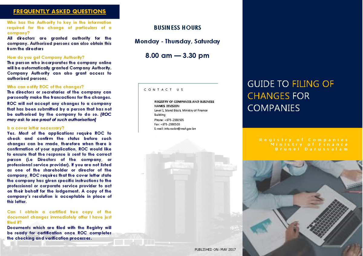 Guide to Filing of Changes for Companies Brochure - Who has the ...