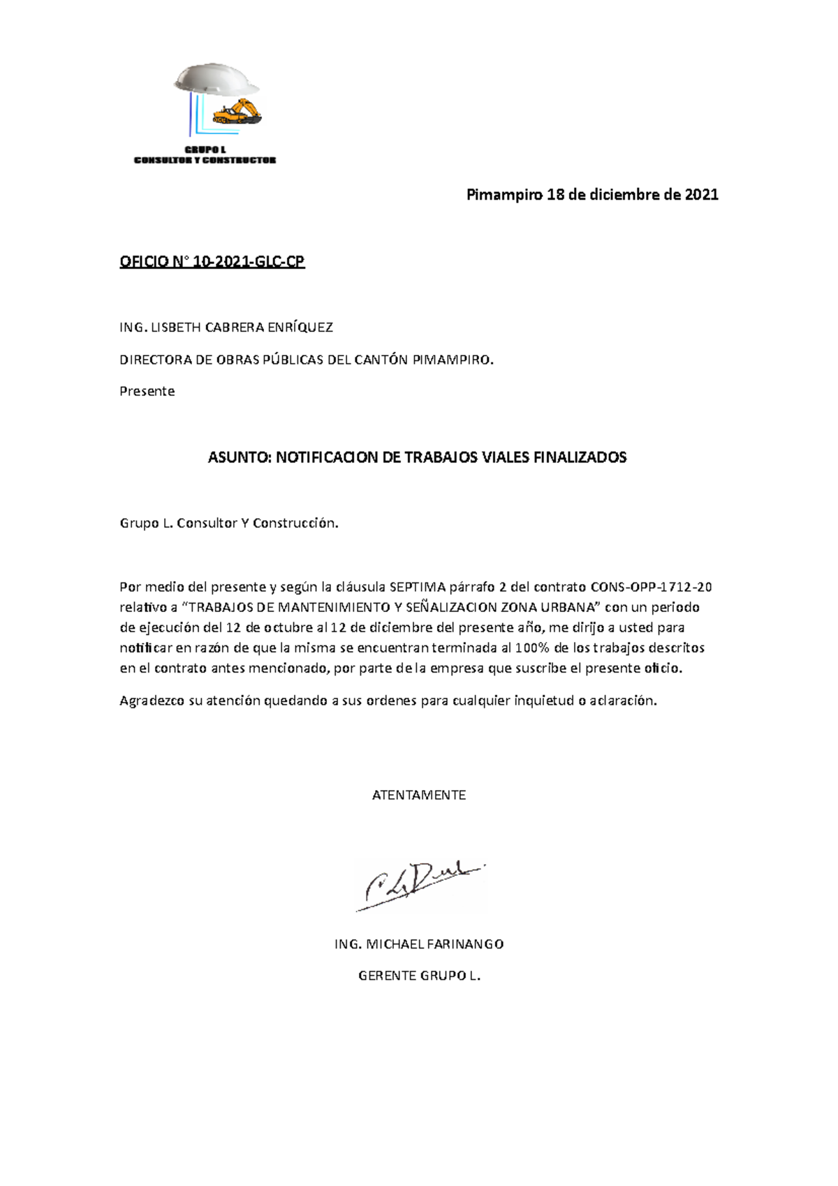 Ejemplo de oficio - apuntes - Pimampiro 18 de diciembre de 2021 OFICIO ...