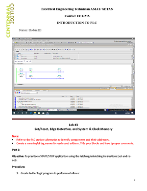 EET215 Lab2 Joshi AMIR 301220729 - 1 Electrical Engineering Technician AMAT/ SETAS Course: EET ...