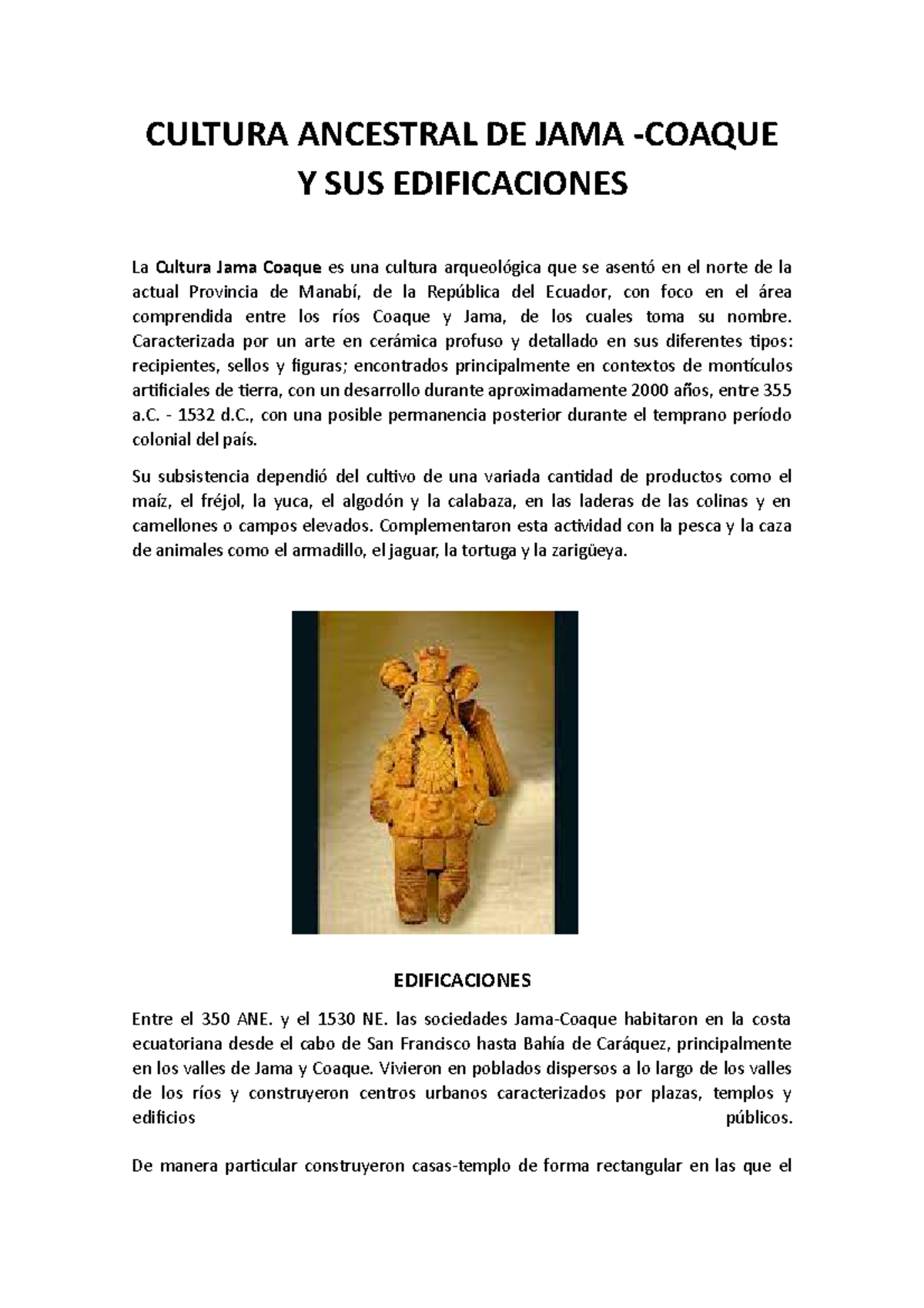 Cultura Ancestral DE JAMA - CULTURA ANCESTRAL DE JAMA -COAQUE Y SUS ...