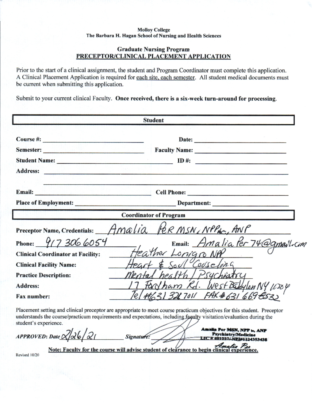 Clinical form - PSY 103 - Studocu