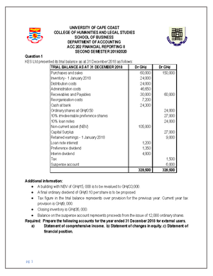 Accounting Past questions - Introduction to Financial Accounting - Studocu