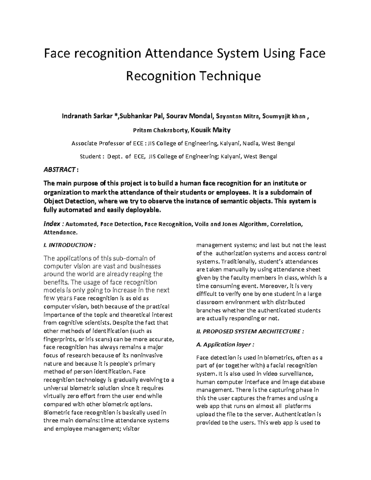 Paper of Final Year Project - Face recognition Attendance System Using Face Recognition ...