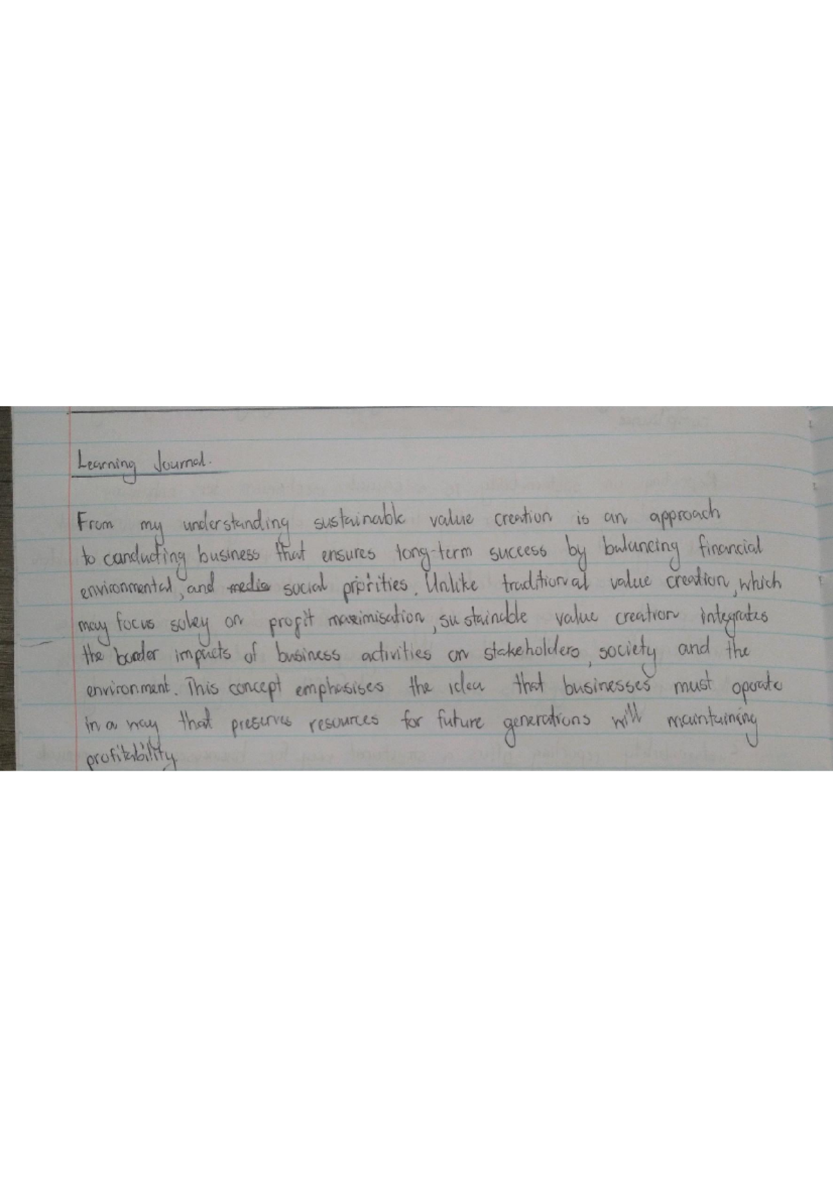 LJ9 - tut - Learning Journal. From my understanding sustainable value ...