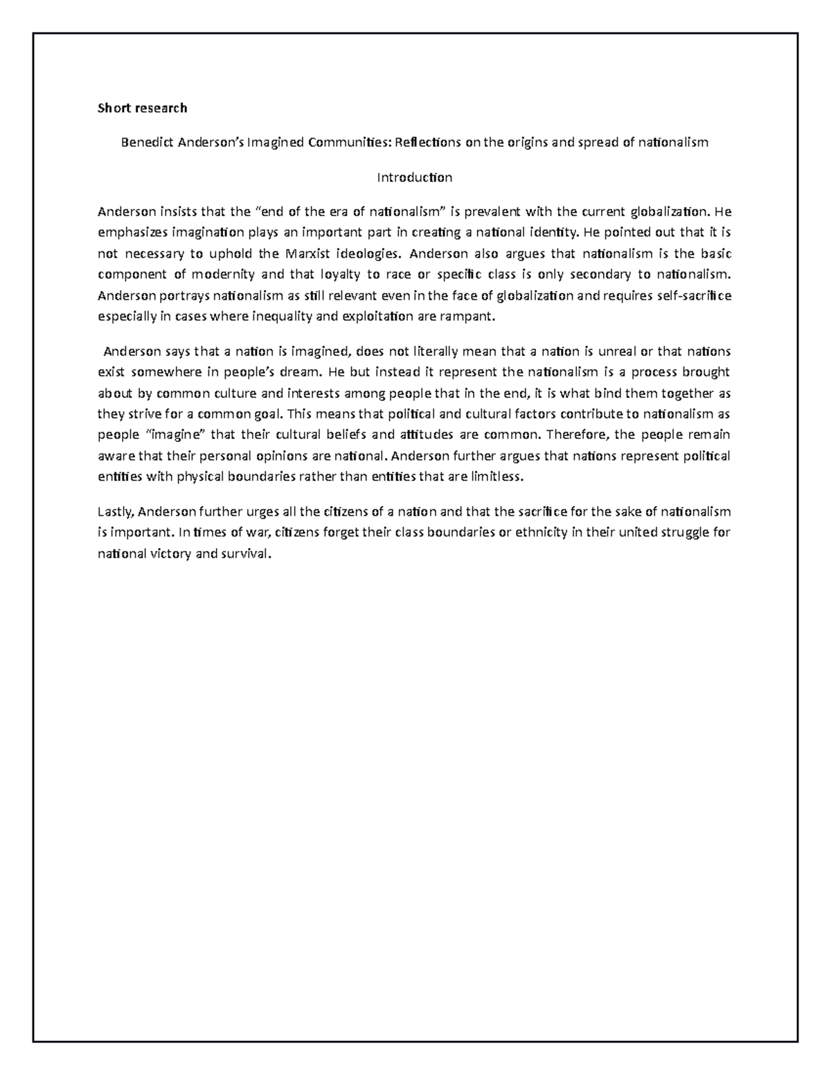 Tp Rizal A Reflection Paper About Benedict Anderson s Imagined